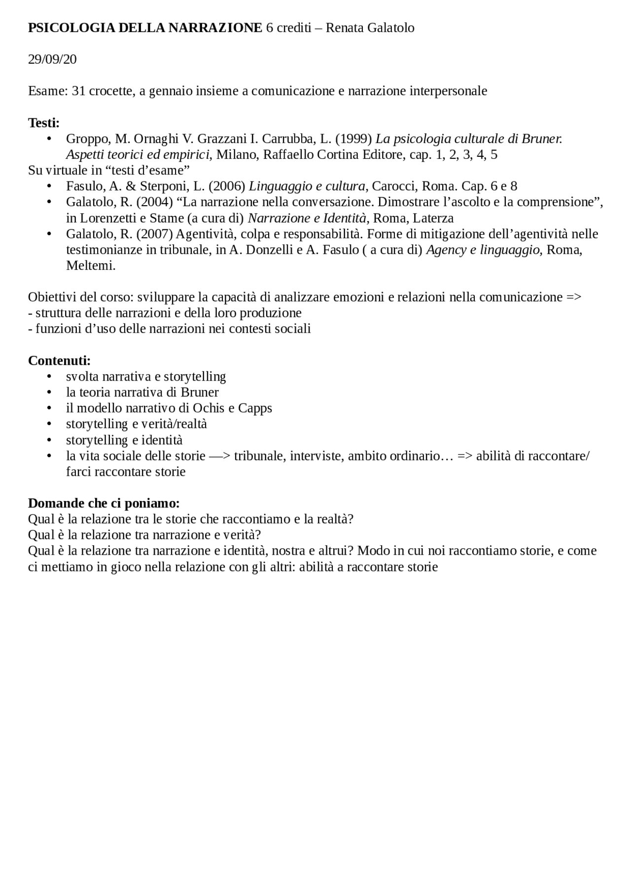 Appunti Psicologia Della Narrazione 1 Docsity