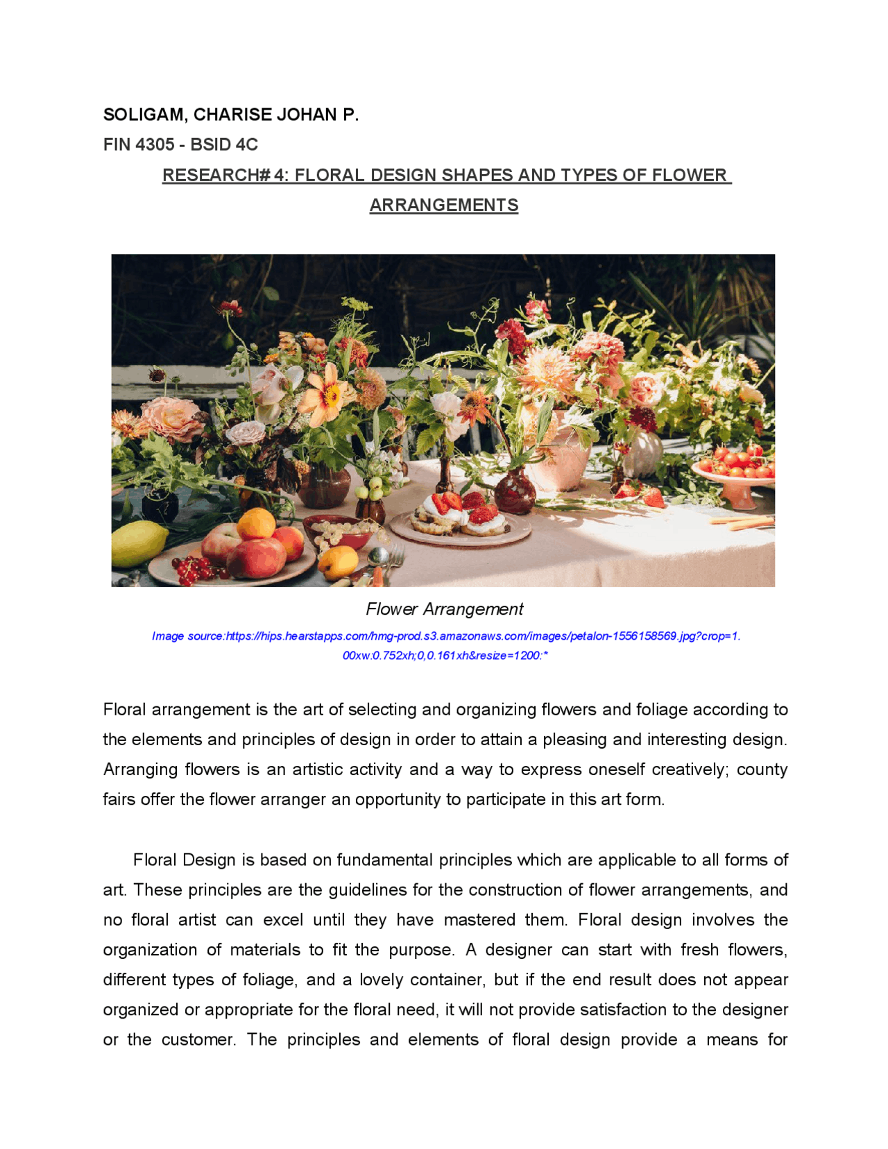 Interior Floral Design Practice - Docsity