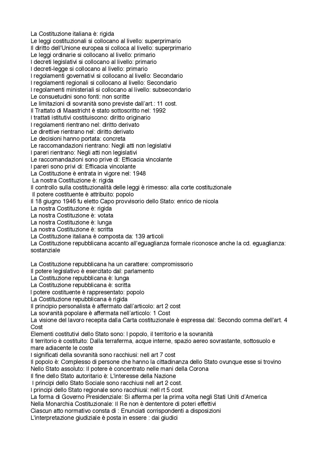 Domande E Risposte Diritto Pubblico 2021 2022 Pegaso Docsity