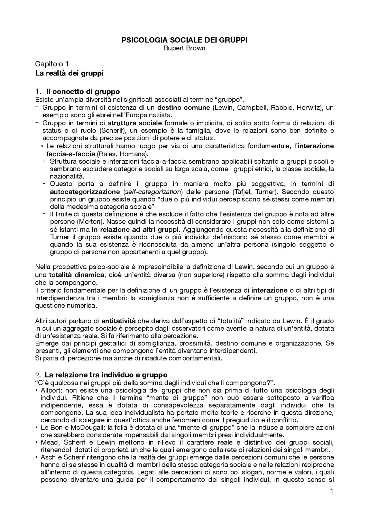 Riassunto Psicologia Sociale Dei Gruppi Docsity
