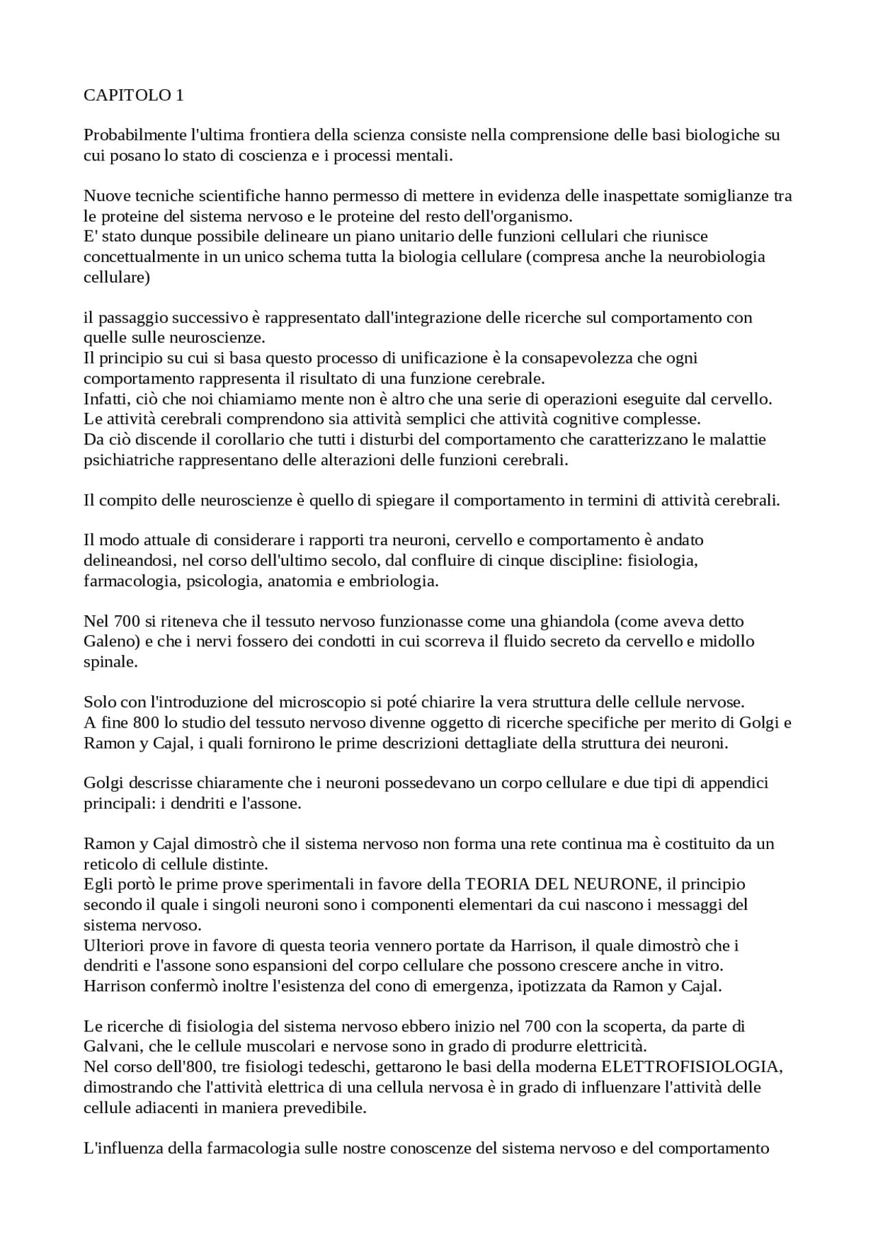 Principi Di Neuroscienze Docsity