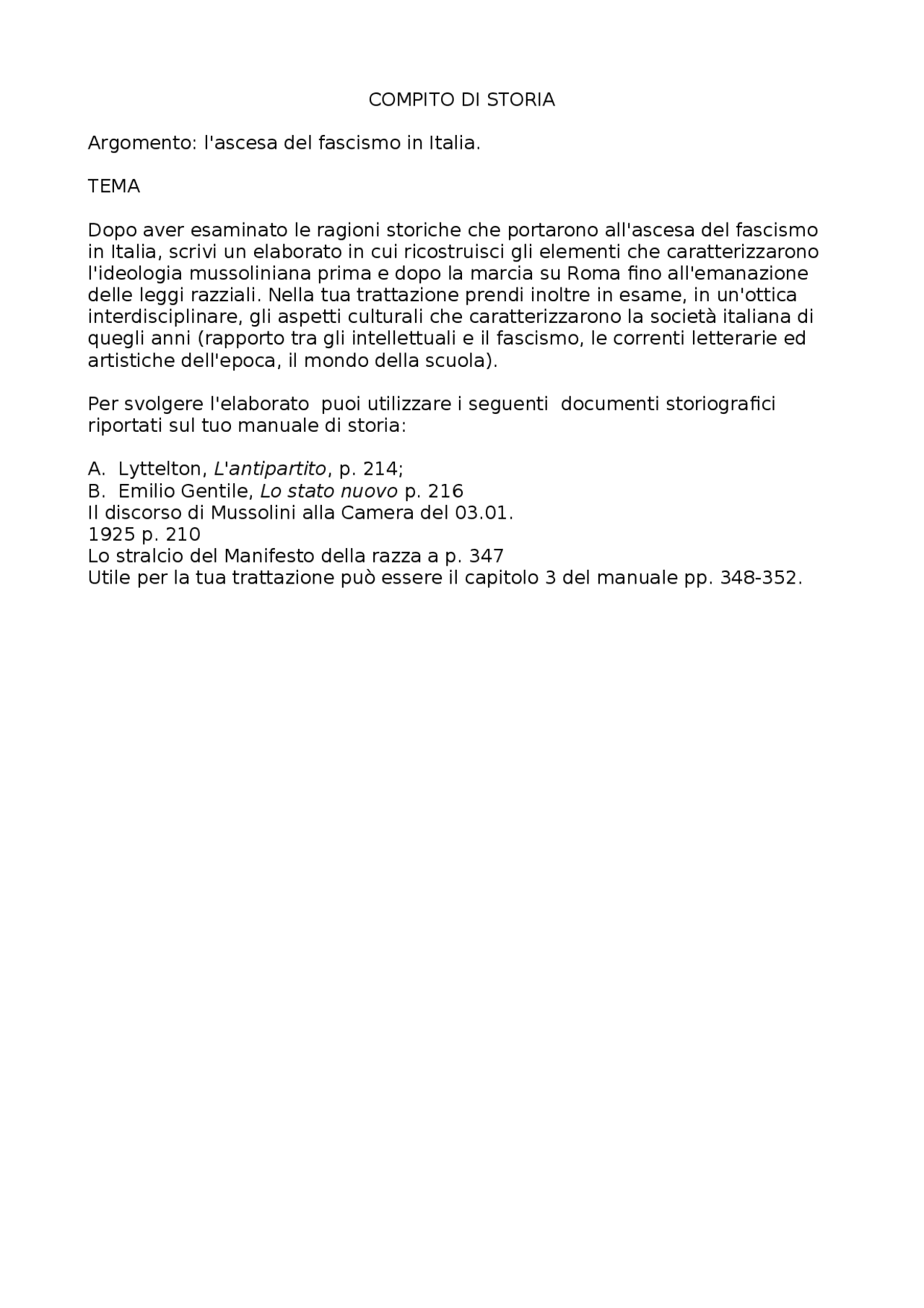 Riassunto Completo Del Fascismo Docsity