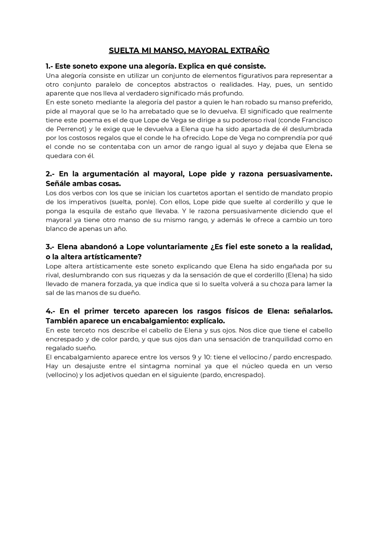 Actividades Lope de Vega | Ejercicios de Lengua y Literatura | Docsity