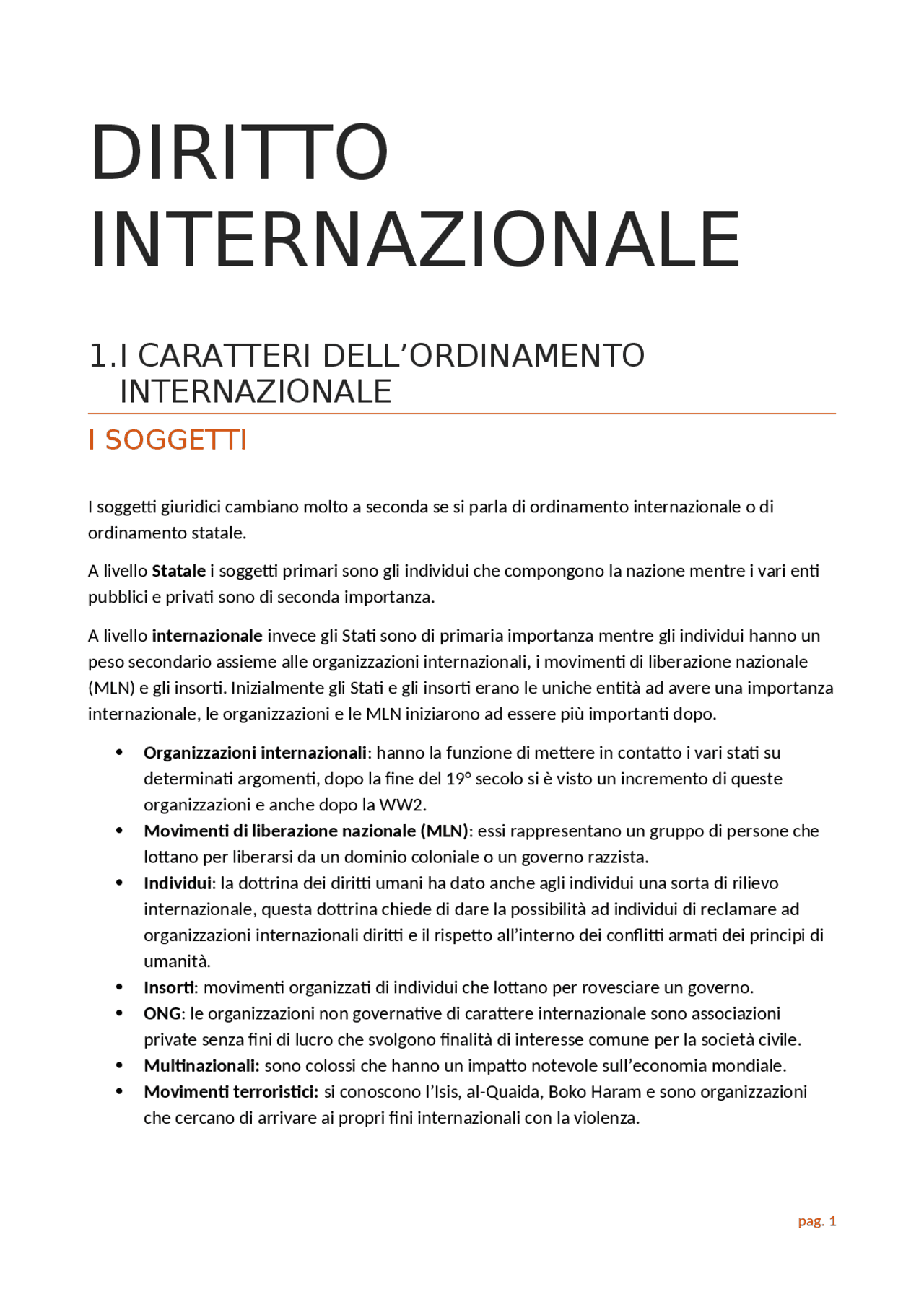 Appunti su DIRITTO INTERNAZIONALE - Docsity