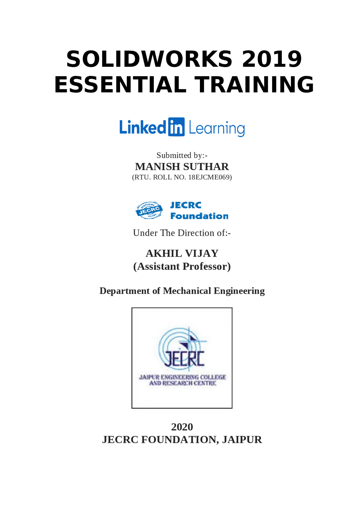 Solidworks report which explaines the different design tools - Docsity