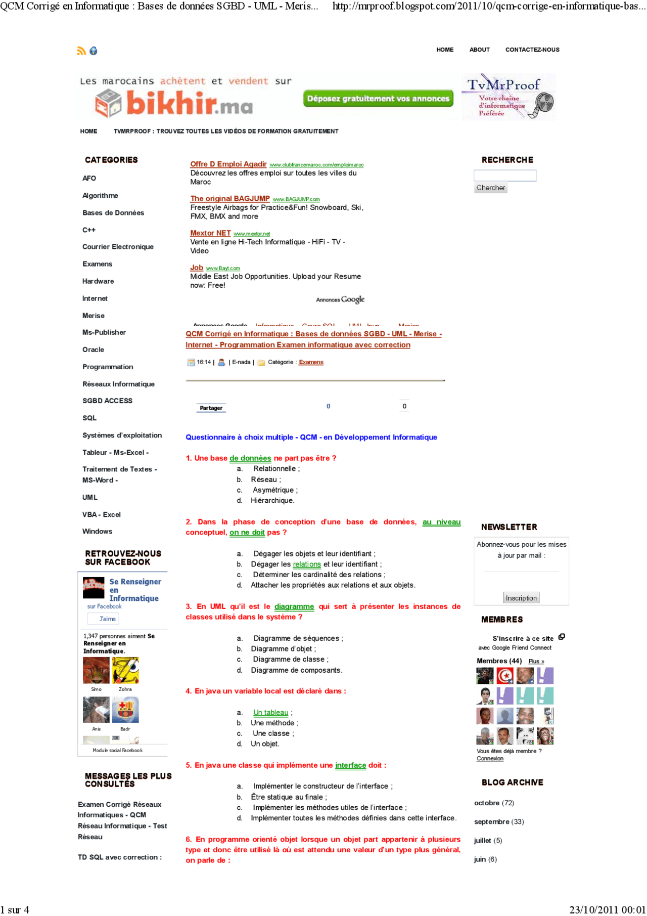 Mathematics Qcm Mathematics Qcm Docsity
