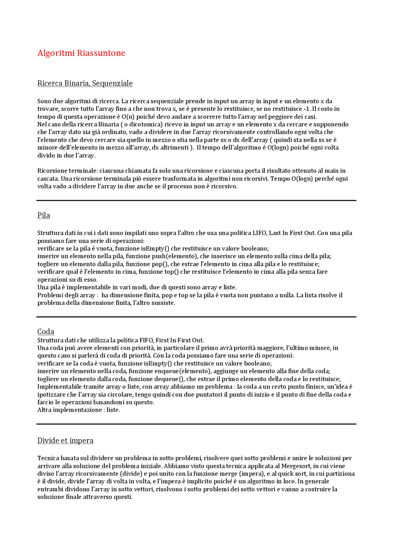 Algoritmi E Strutture Dati Nozioni Fondamentali Docsity