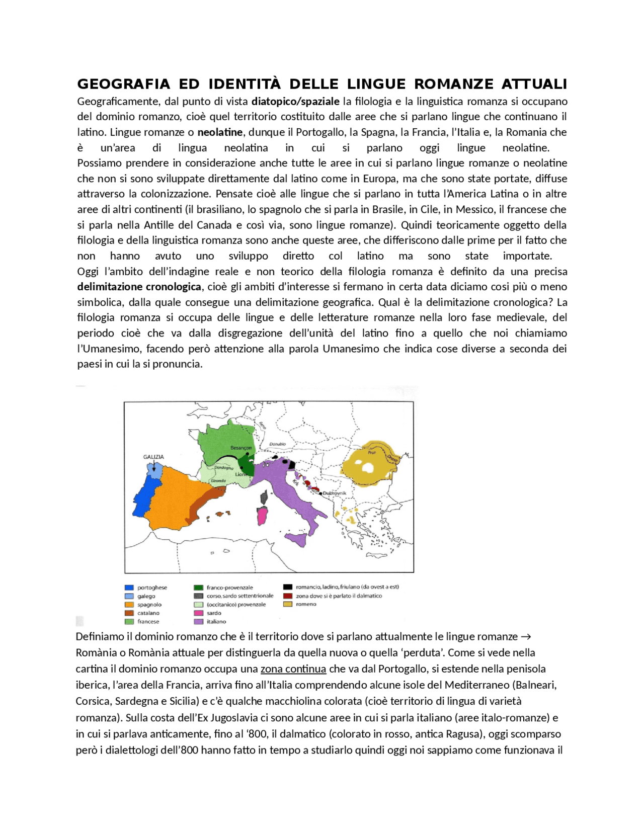Geografia Ed IdentitÀ Delle Lingue Romanze Attuali Docsity