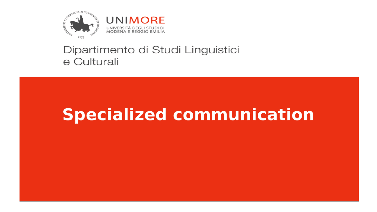 Specialized Communication Docsity
