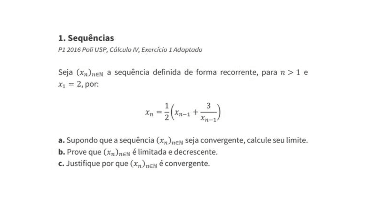 Lista De Atividade Sequencias Calculo Docsity