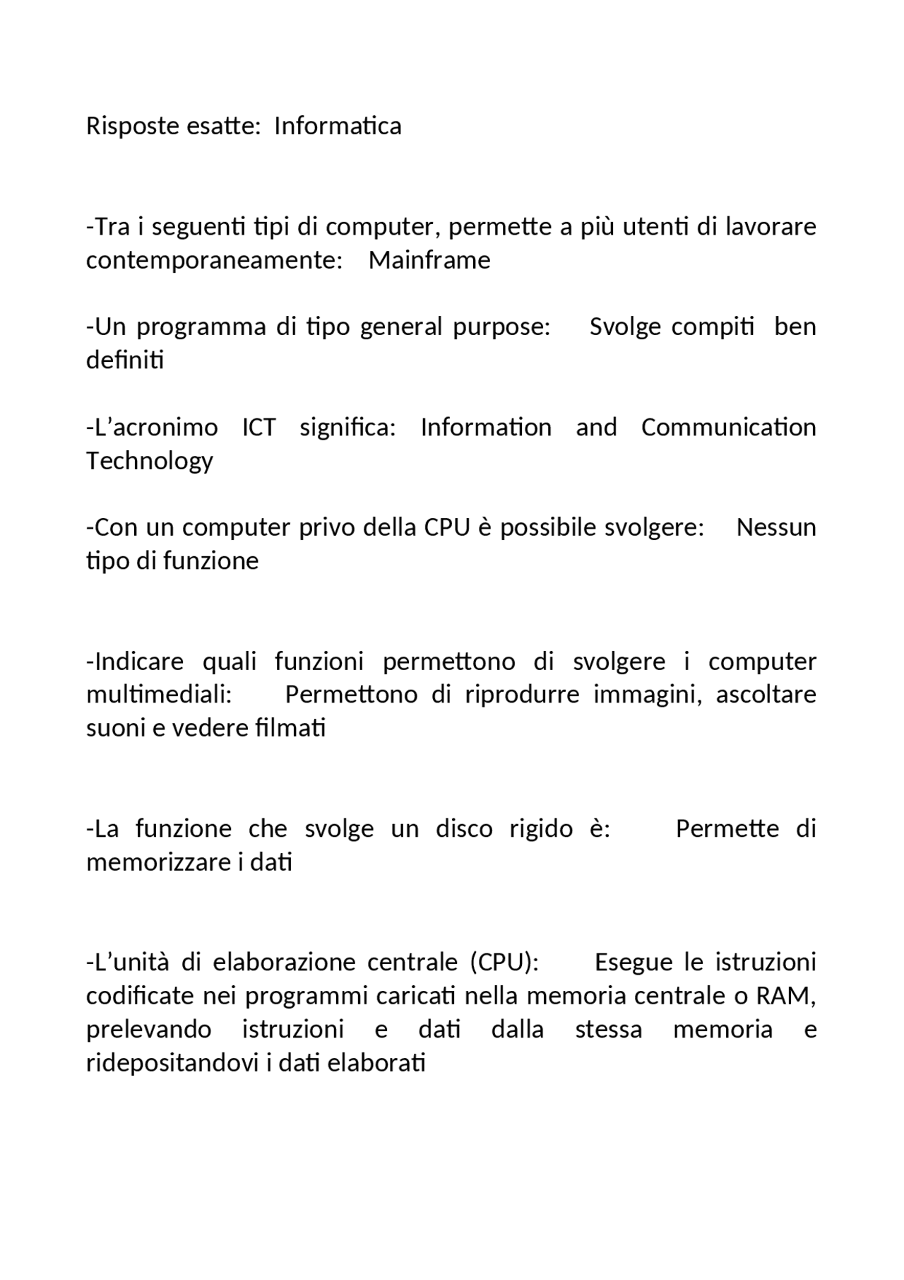 Risposte Esatte Per Esami Docsity