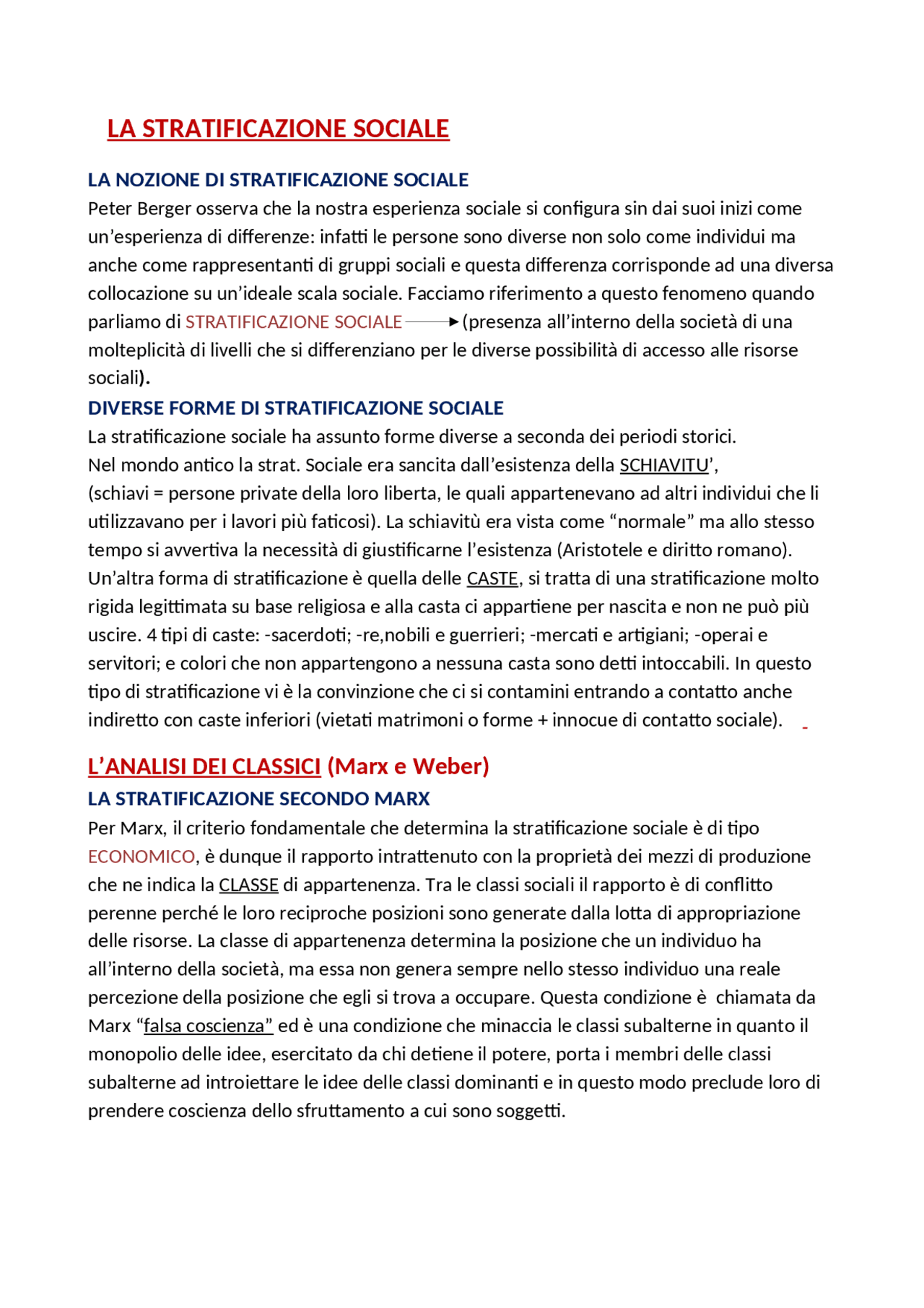 La Stratificazione Sociale Docsity