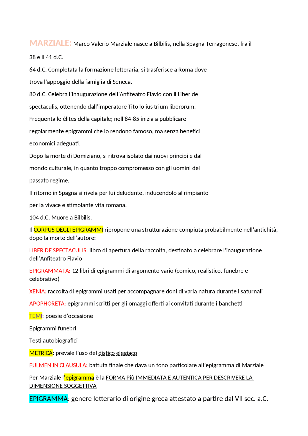 Marziale e Giovenale - Docsity