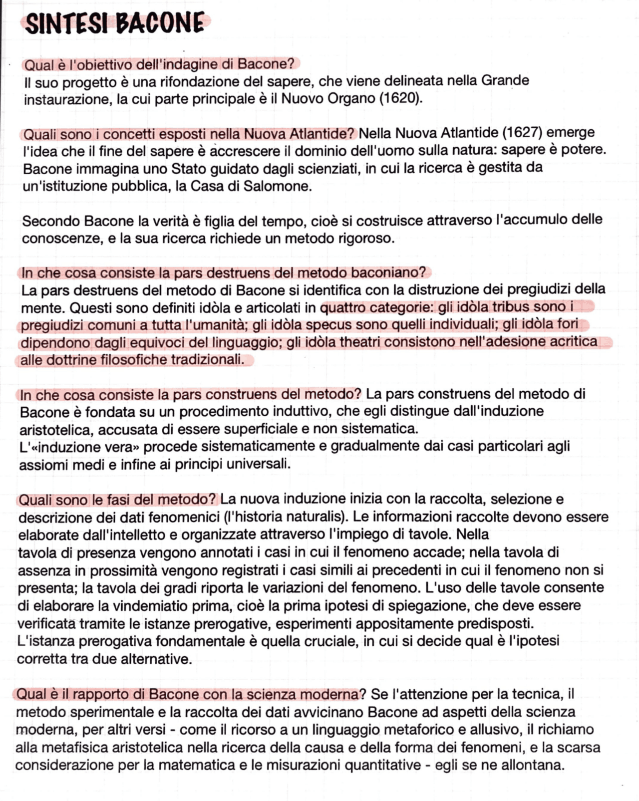 Francesco Bacone Filosofia Docsity