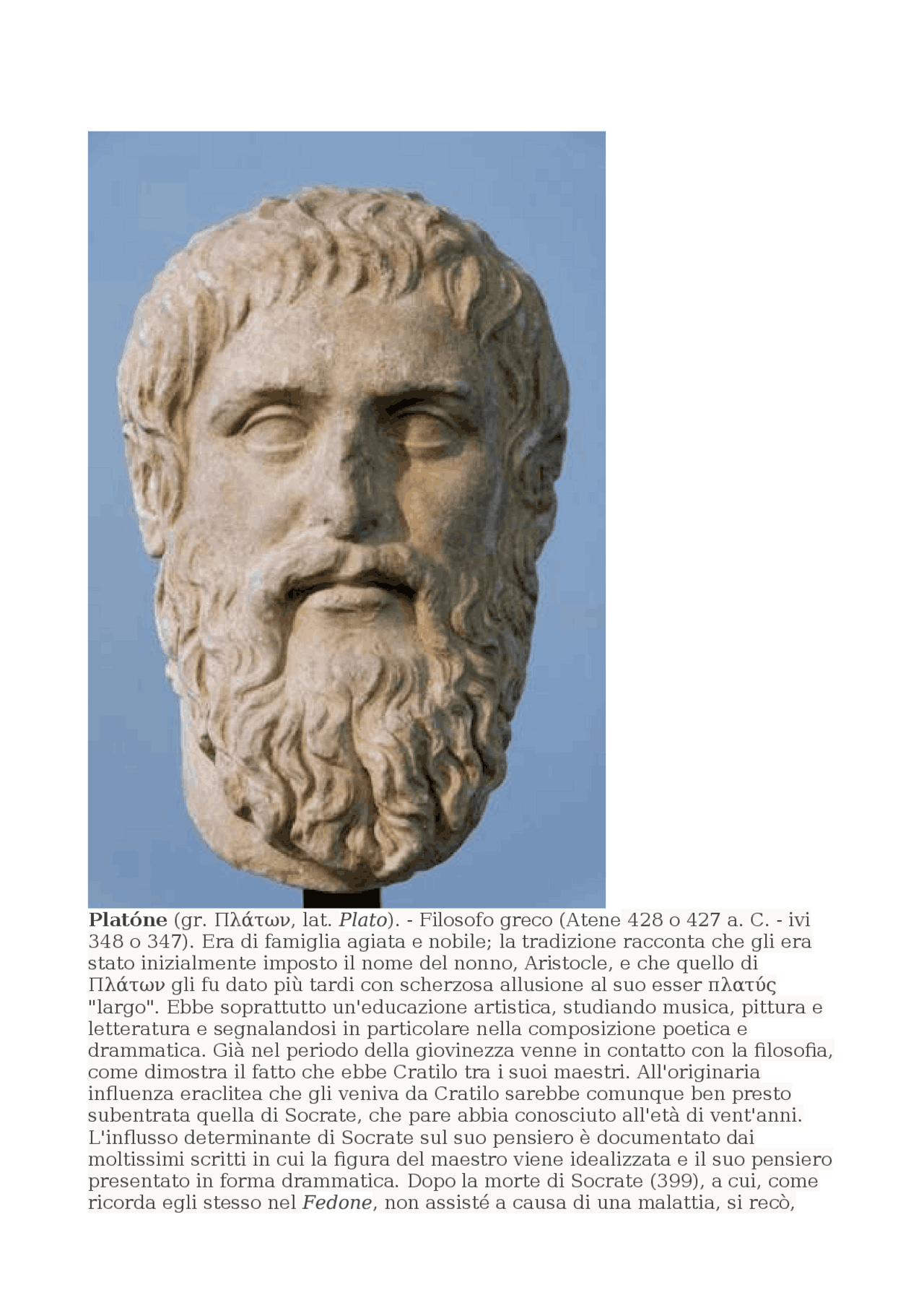 Filosofia Platone Appunti E Dispense Docsity