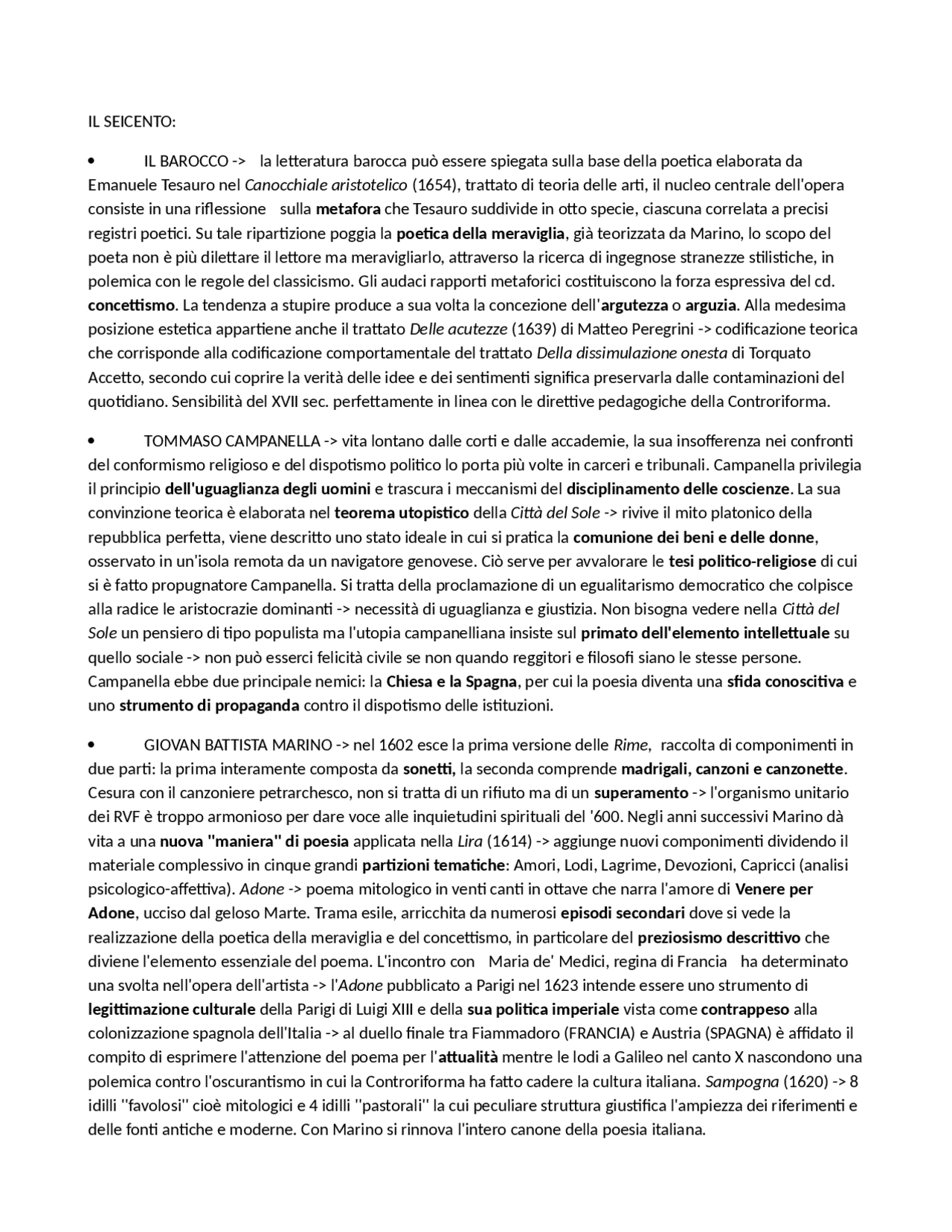 Manuale Di Italianistica Riassunto Capitoli Seicento E Settecento