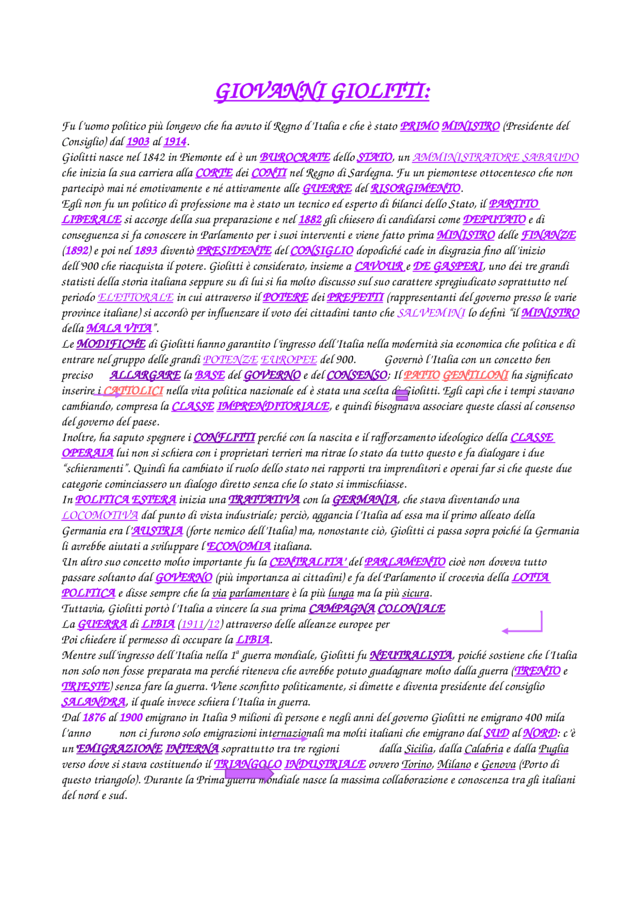 Giovanni Giolitti E Le Sue Modifiche Docsity
