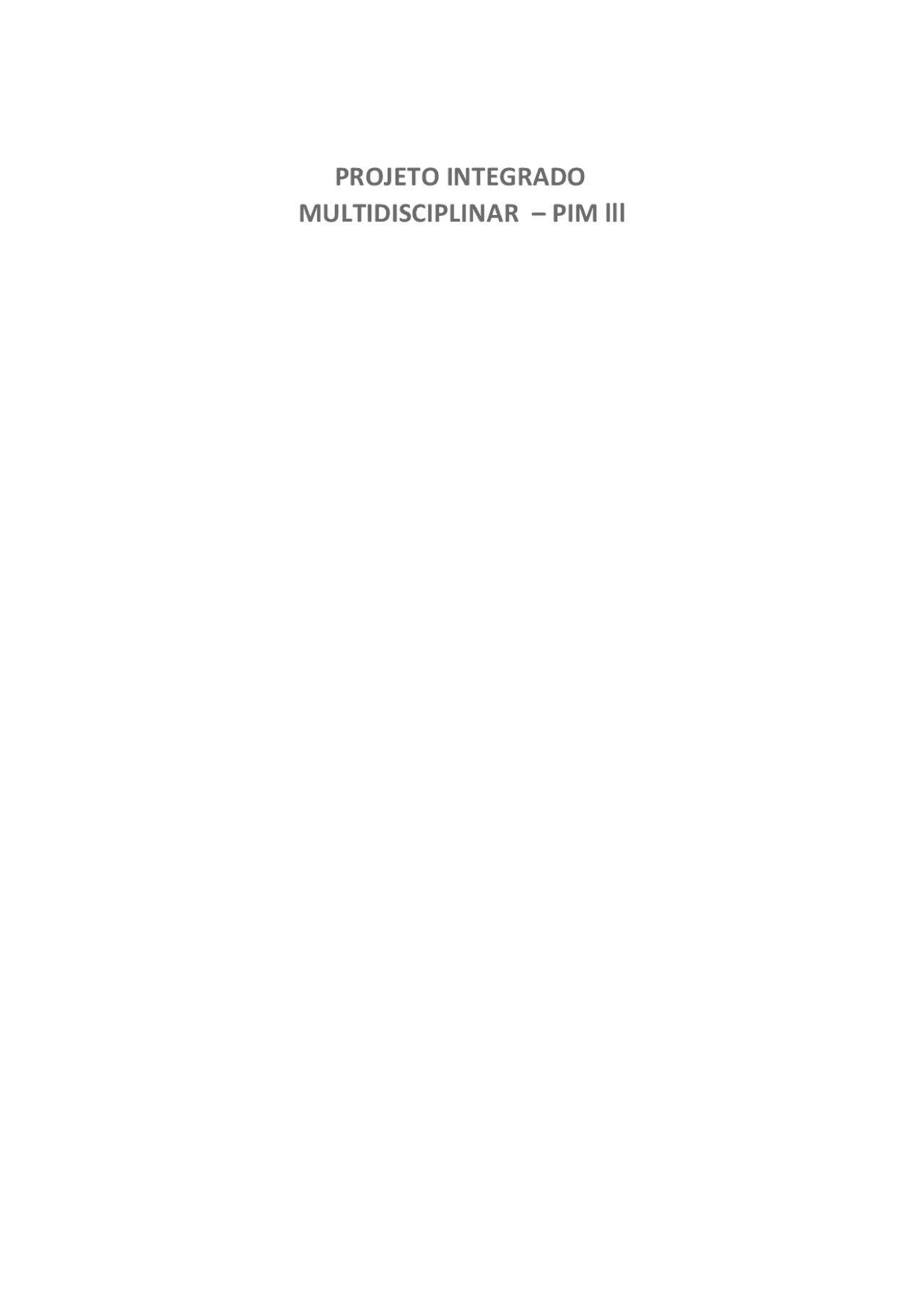Projeto Integrado Multidisciplinares Docsity