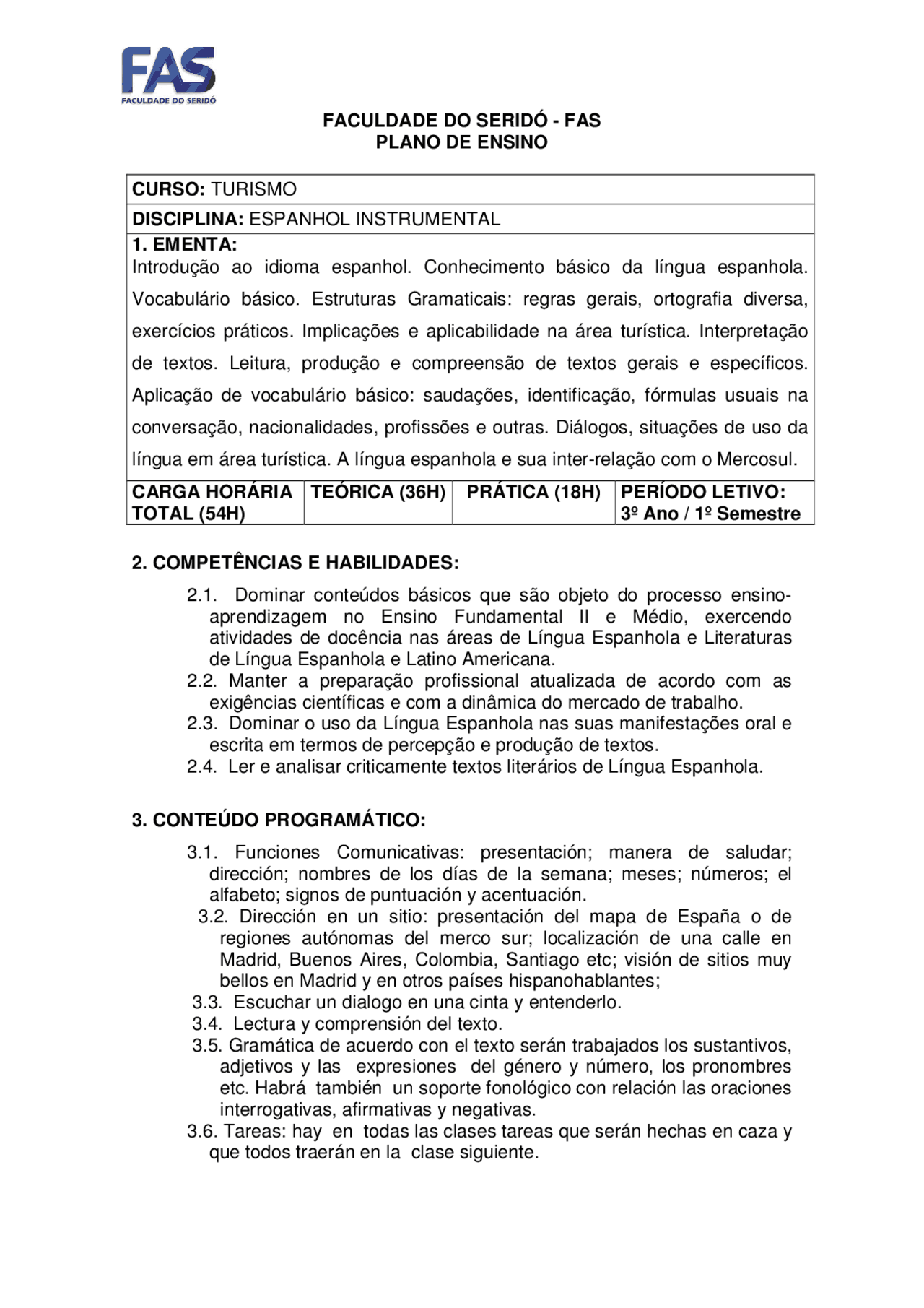 Plano De Ensino Plano De Aula Syllabus Docsity