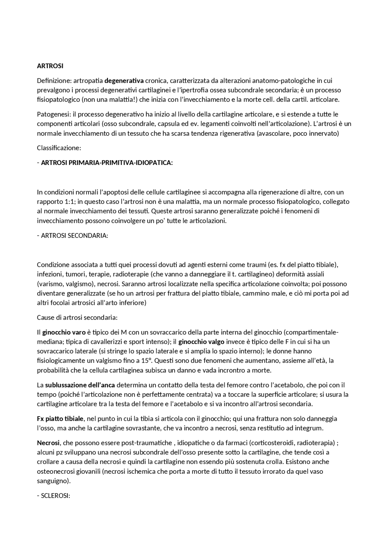 Artrosi In Ortopedia Docsity
