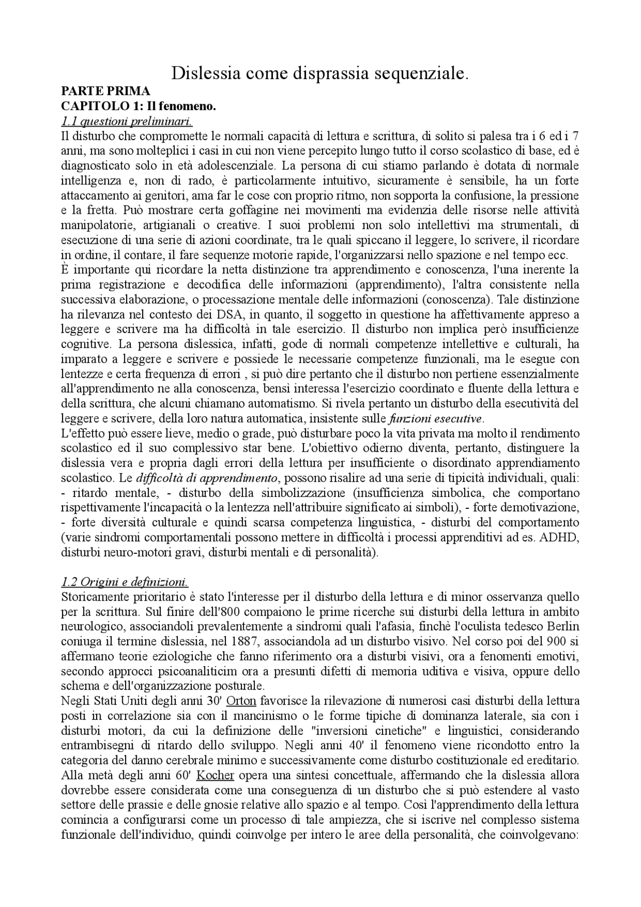 Disprassia Sequenziale Docsity