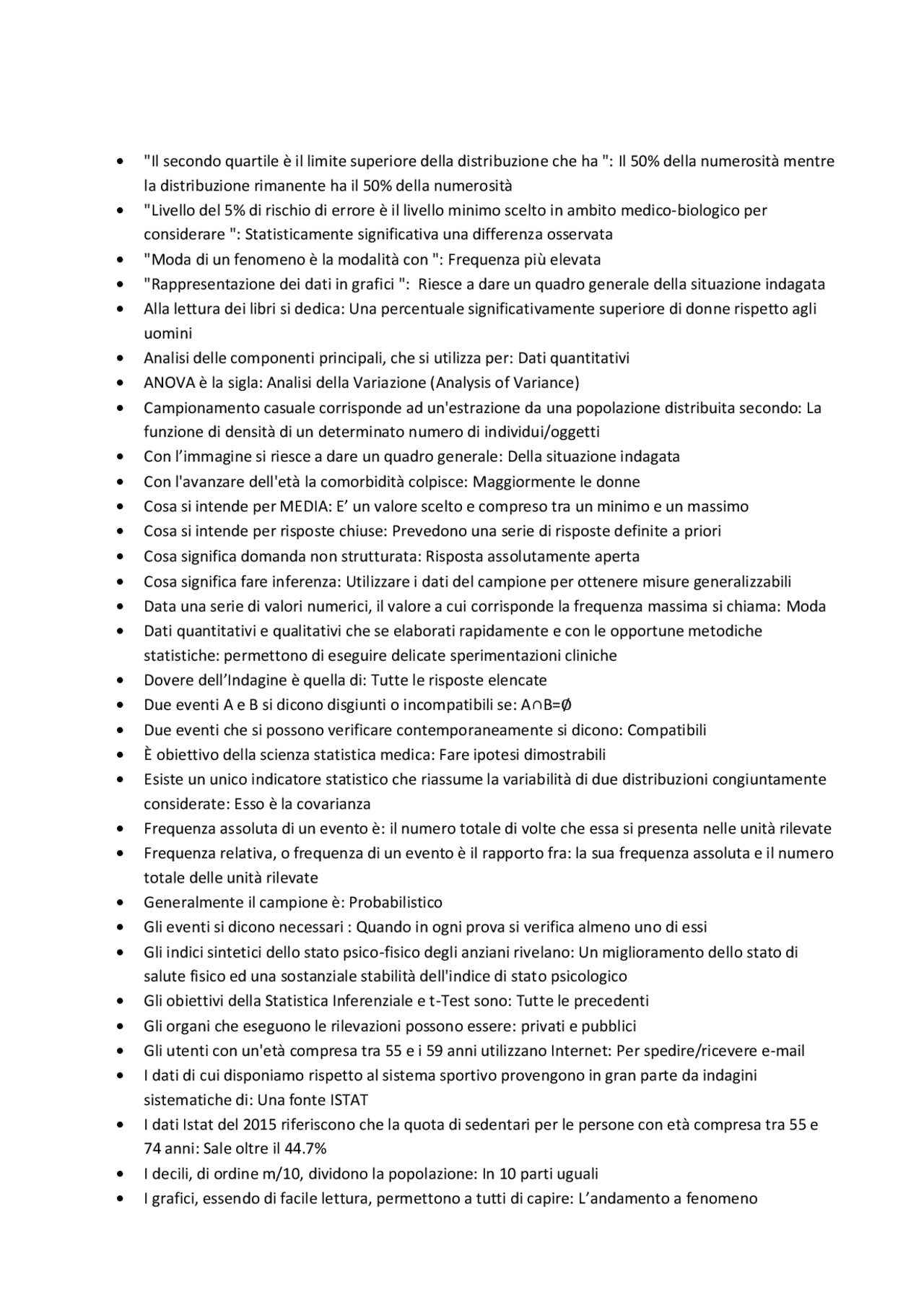 Risposte Esame Di Statistica Medica Prove Desame Di Statistica
