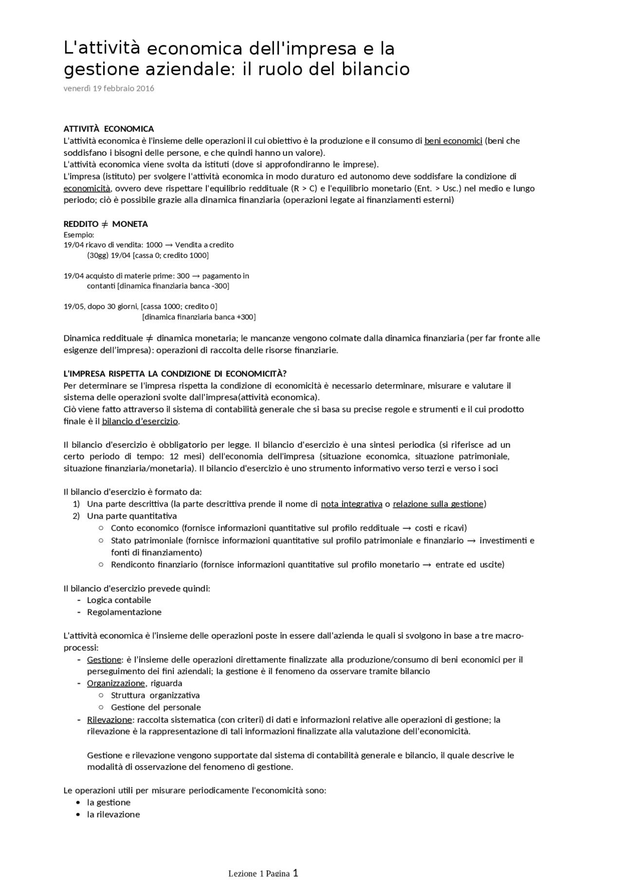 Contabilità generale e bilancio - Docsity