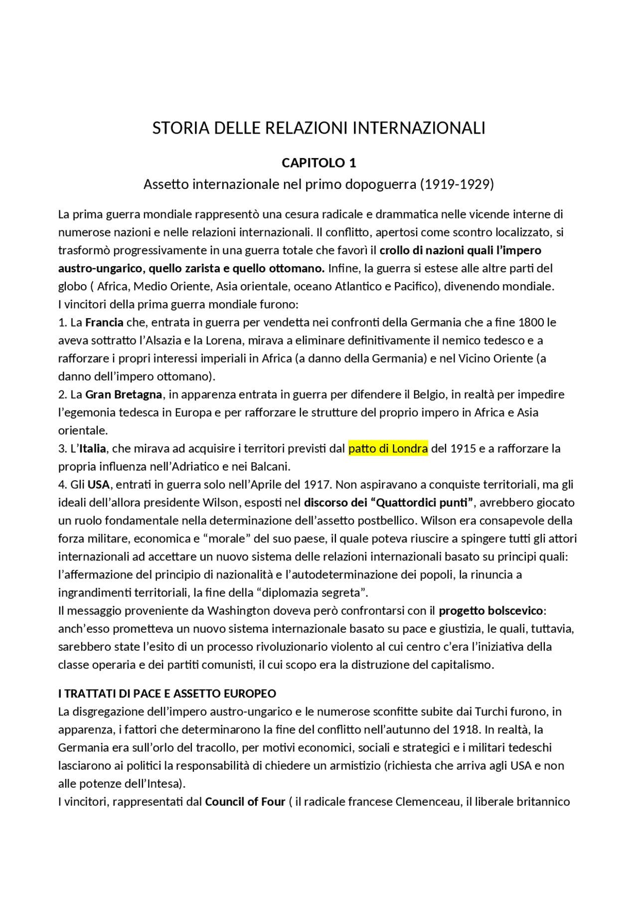 Riassunti Storia Internazionale Di Varsori Docsity