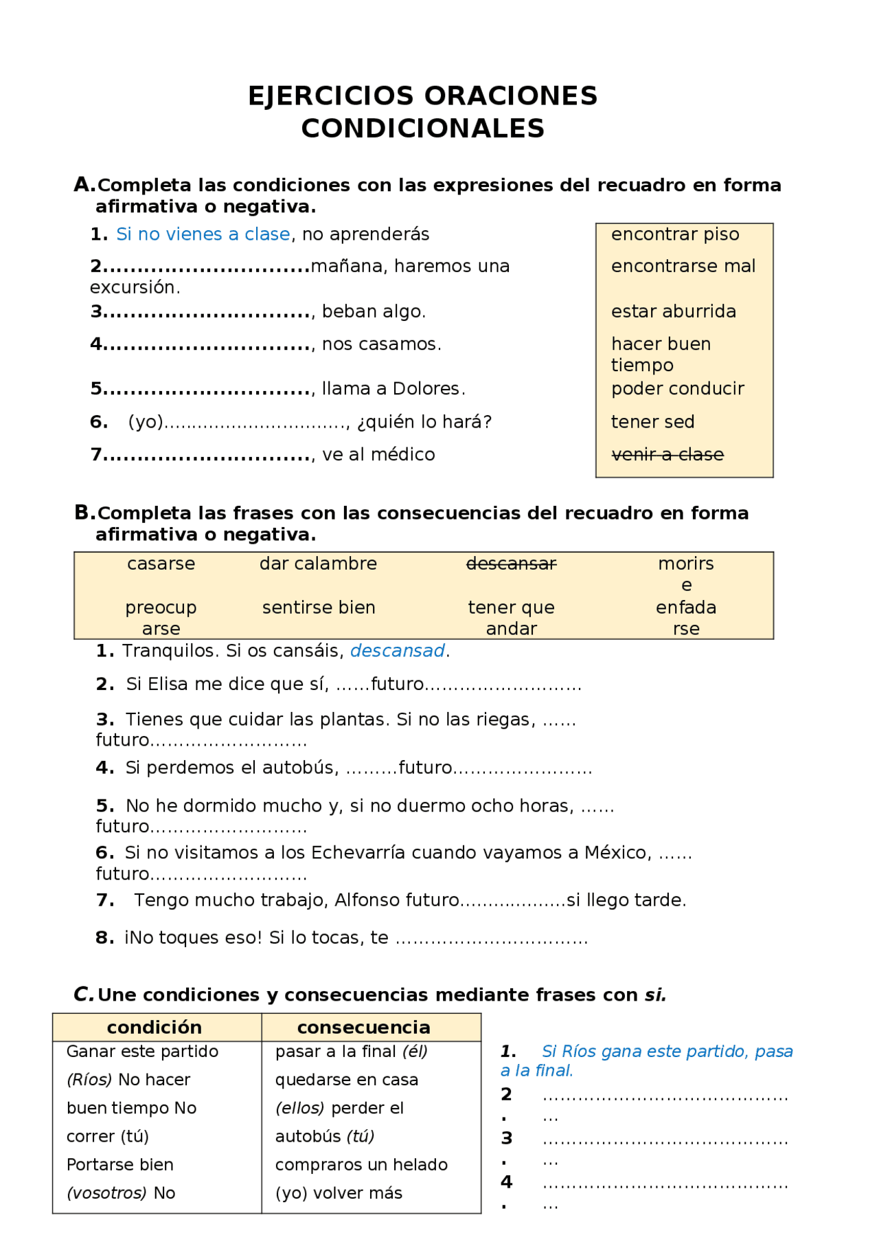 Esercizi Di Lingua Spagnola 2021 Docsity