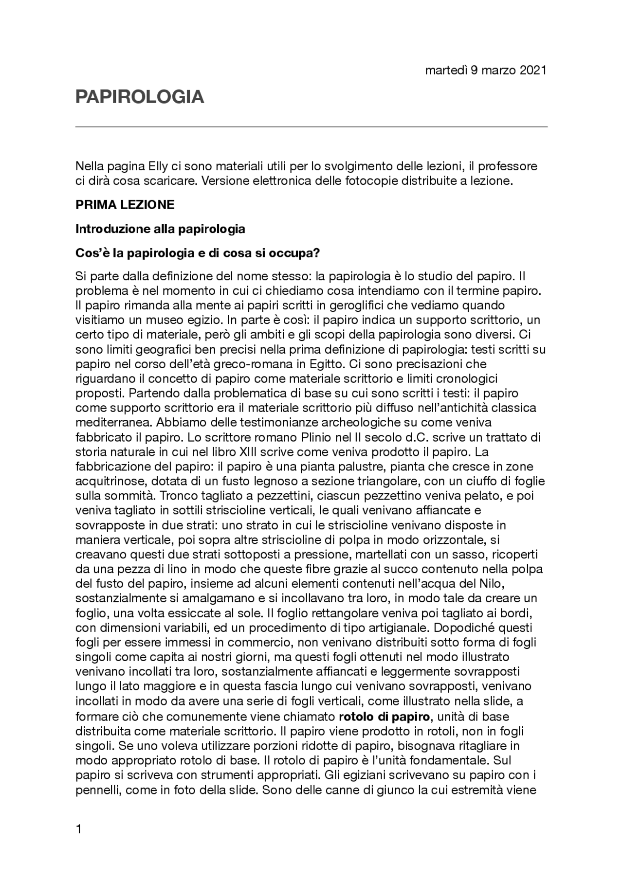 Papirologia Cosè E Di Cosa Si Occupa Docsity