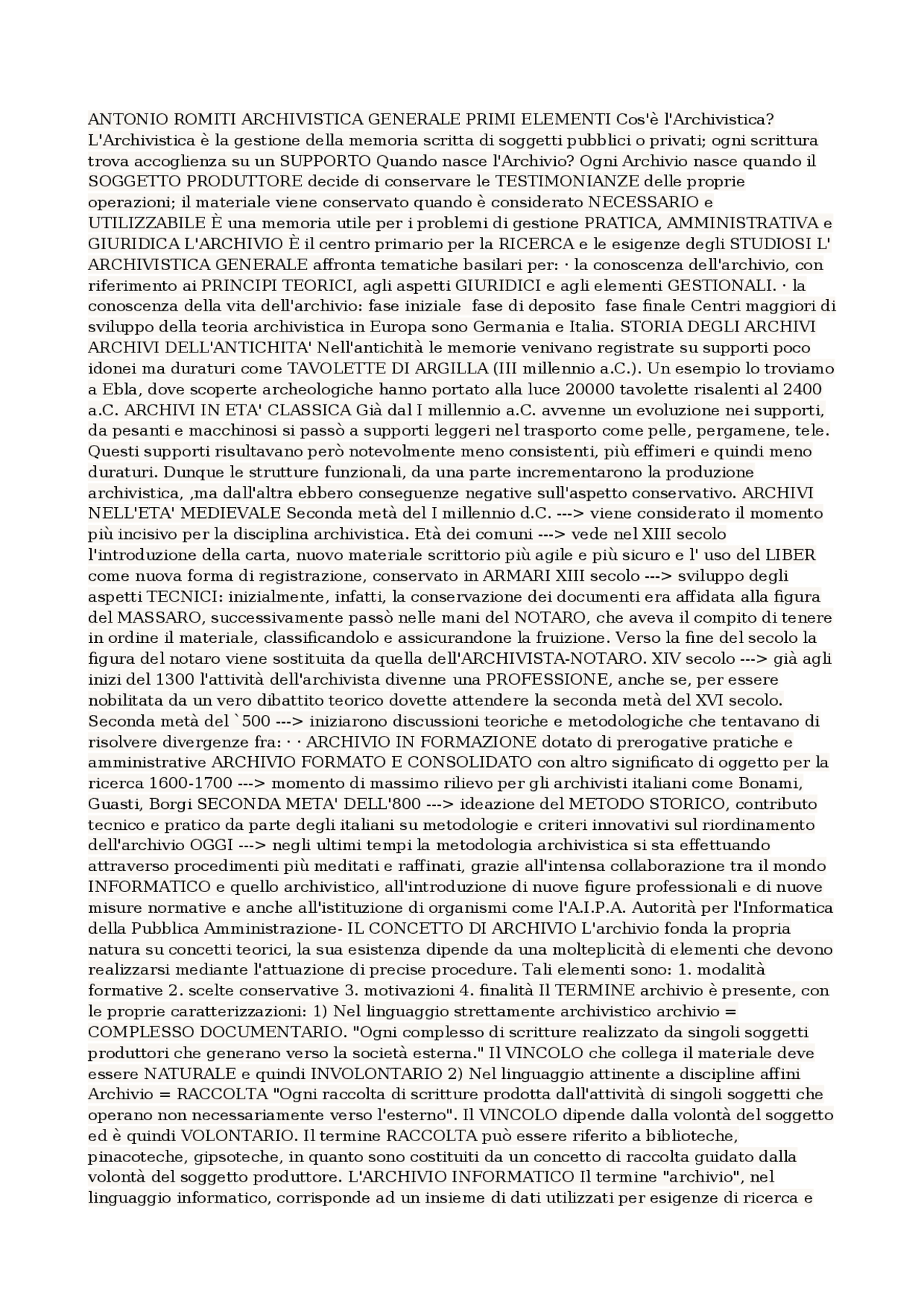 Romiti Archivistica Docsity