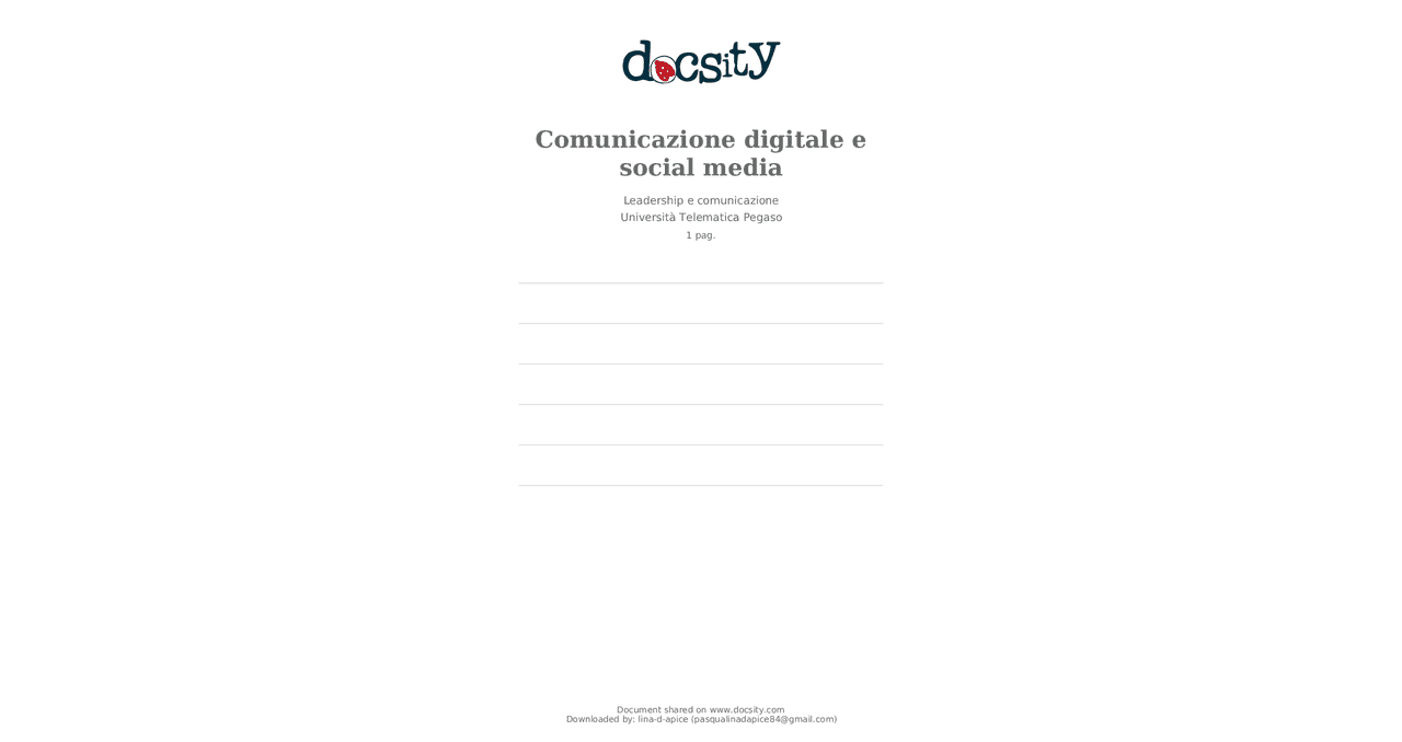 Comunicazione Digitale E Social Media Docsity