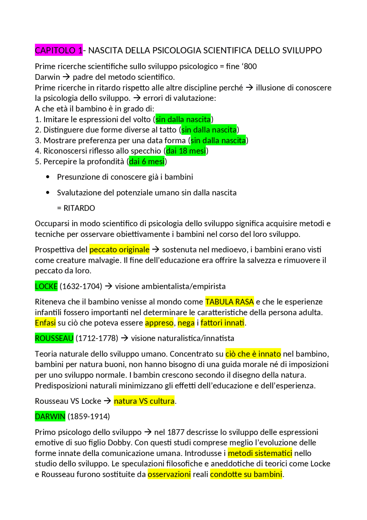 Riassunto Psicologia Dello Sviluppo Docsity