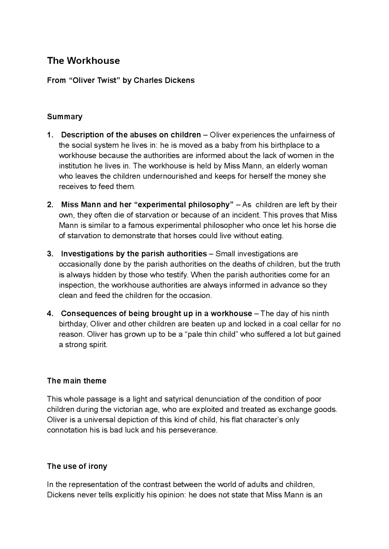 The Workhouses by Charles Dickens - Docsity