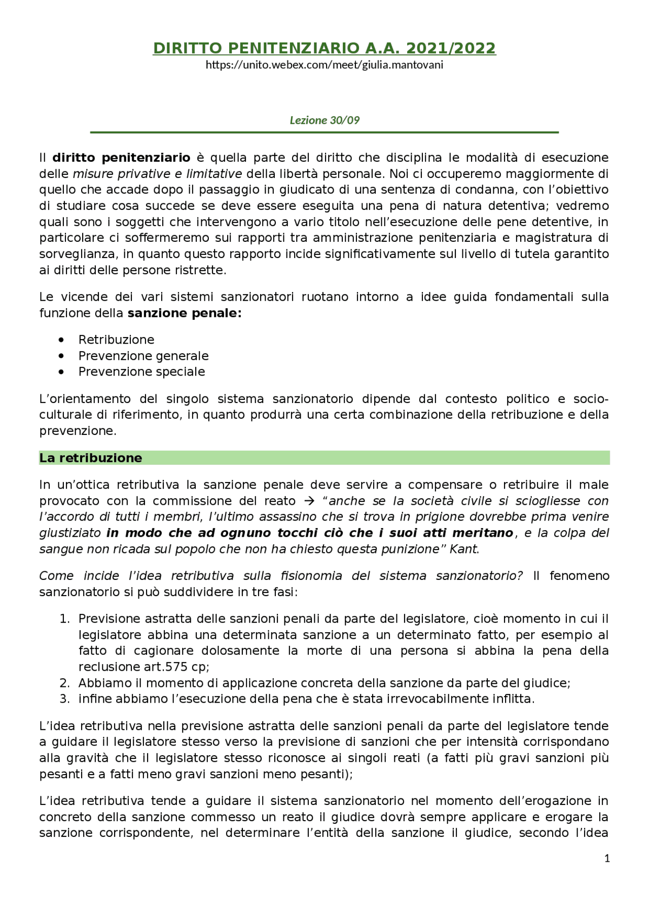 Sbobine Modulo I Diritto Penitenziario Docsity