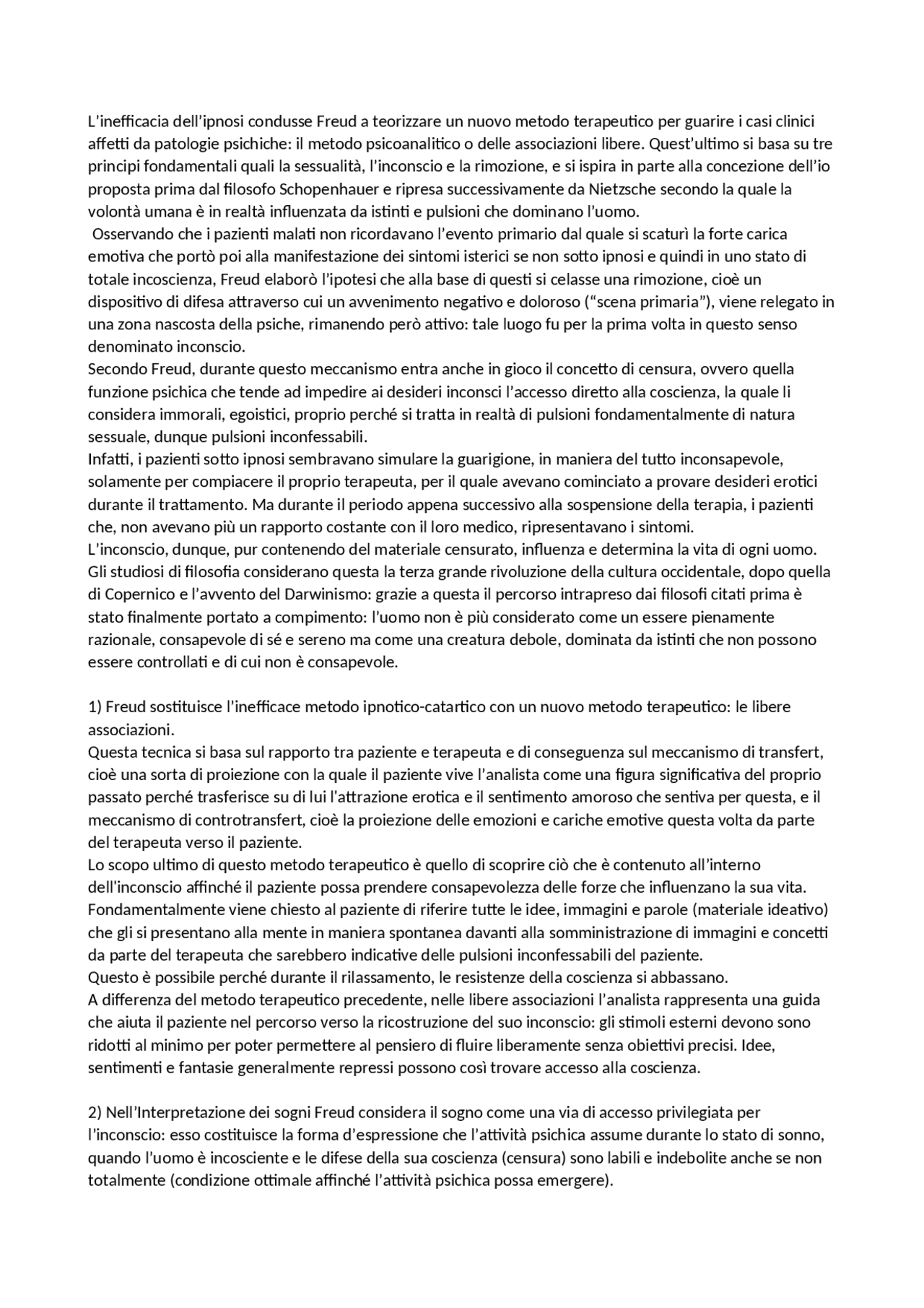 La Psicoanalisi Di Freud Docsity
