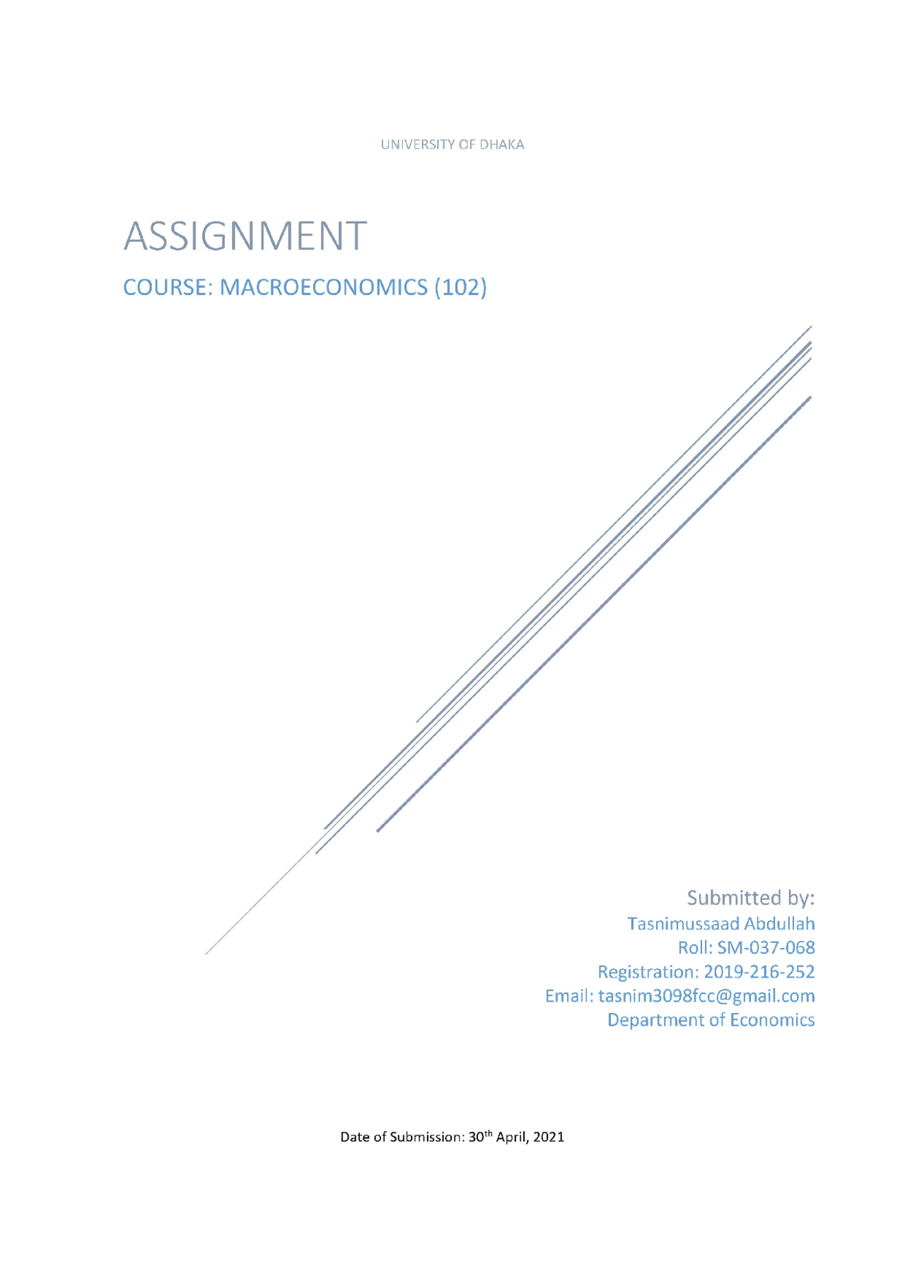 Introduction To Macroeconomics Assignment Solution Docsity