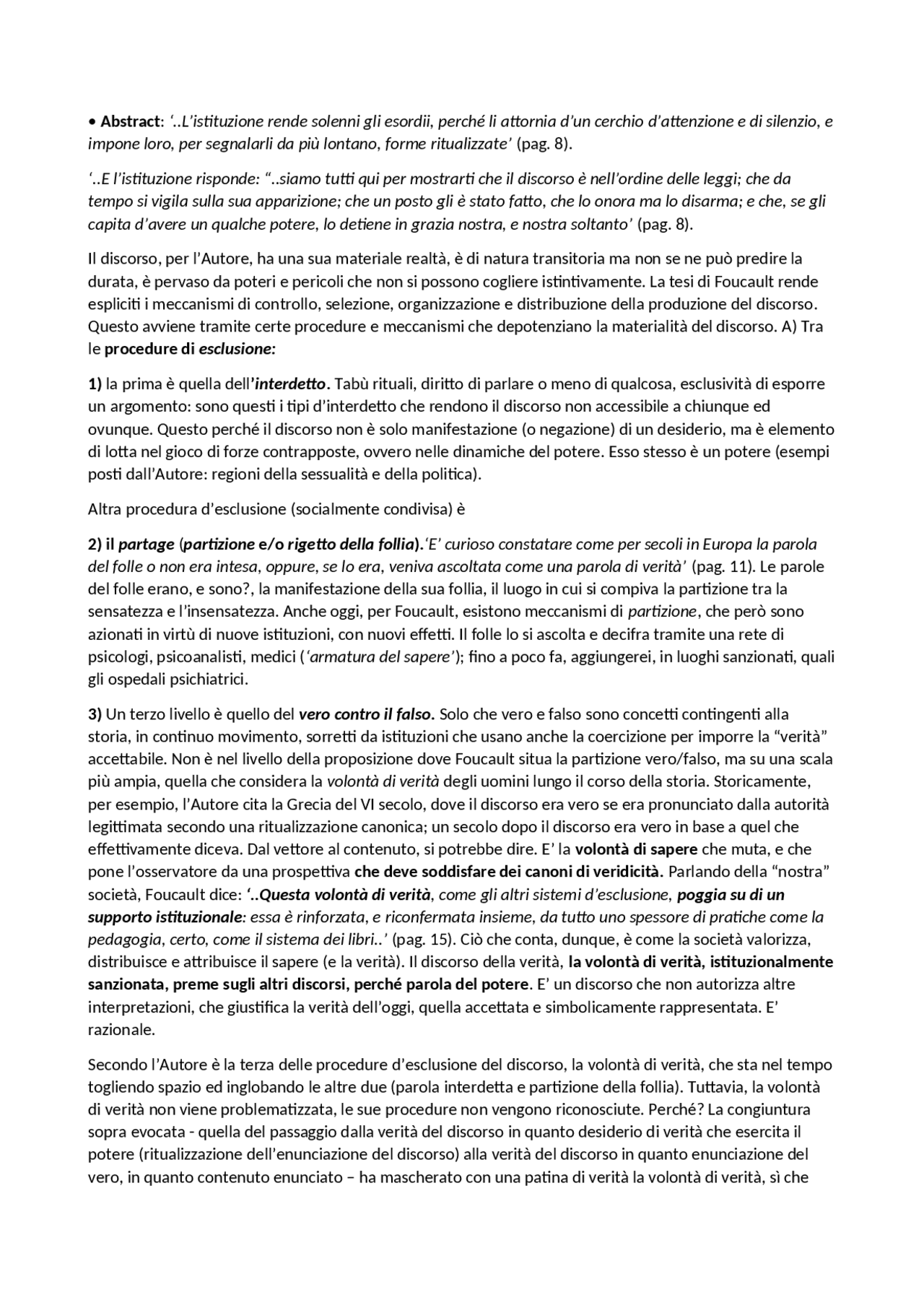 Riassunto De Lordine Del Discorso Di Michel Foucault Docsity