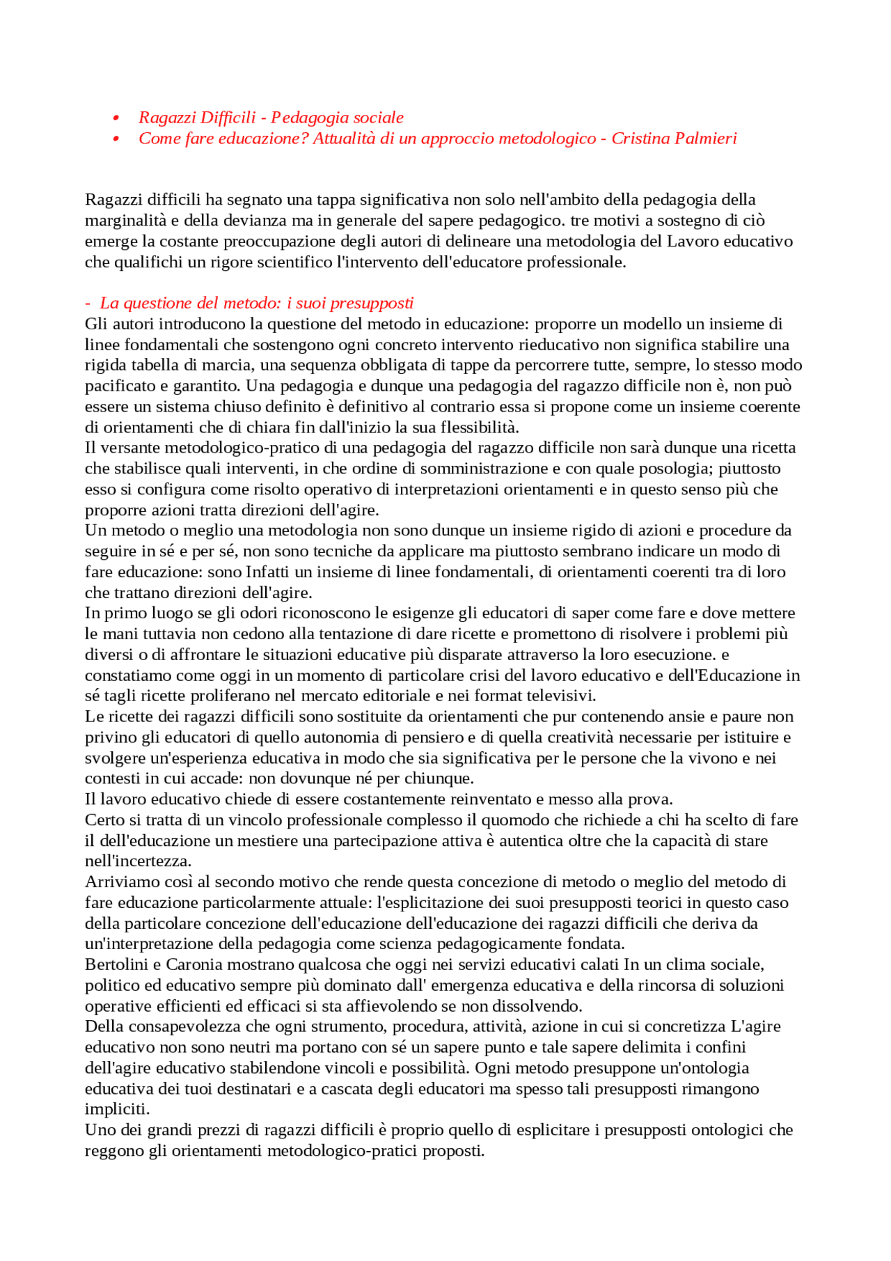 Testo Ragazzi Difficili Docsity