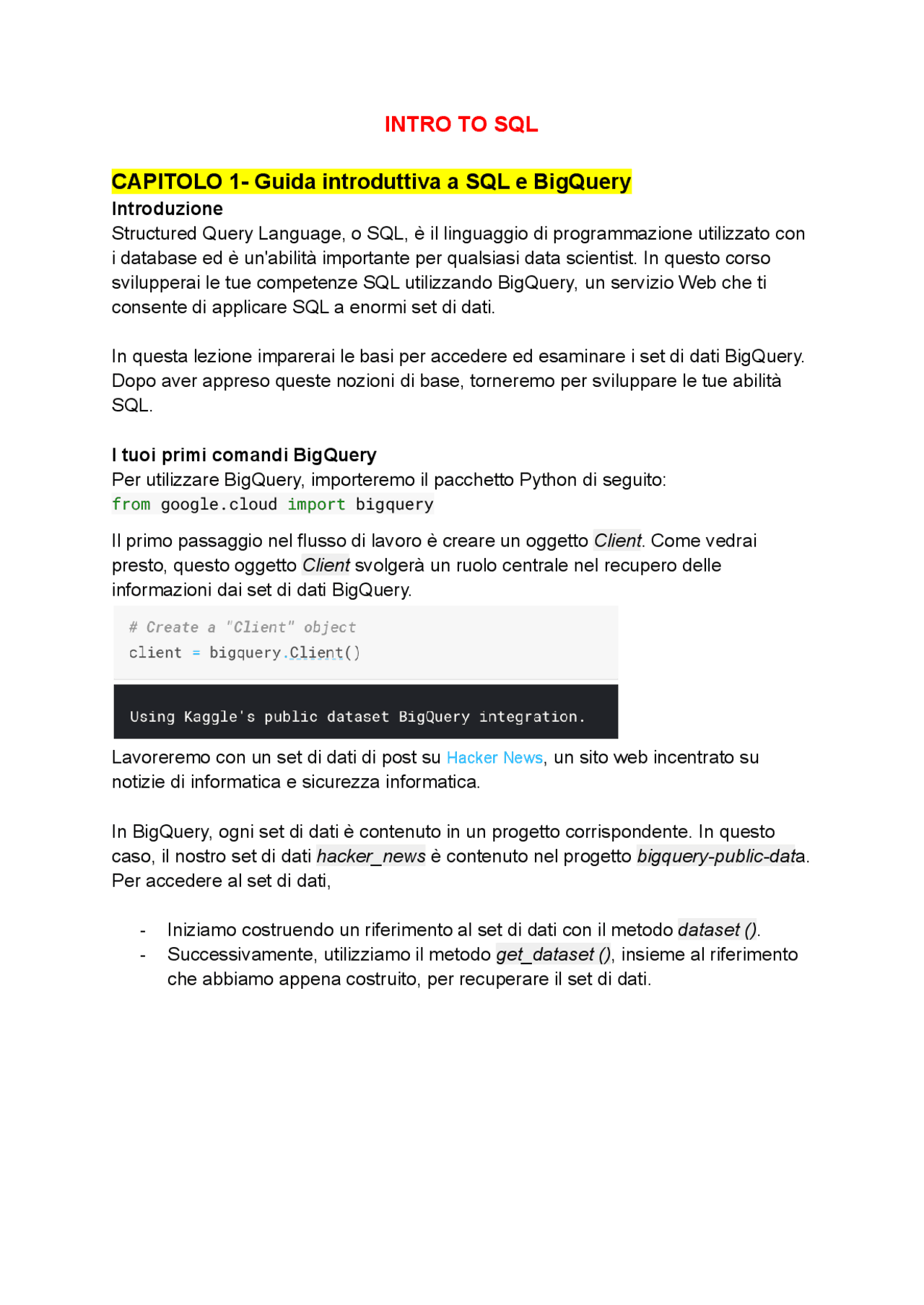 Traduzione Notebook Kaggle Sql Docsity