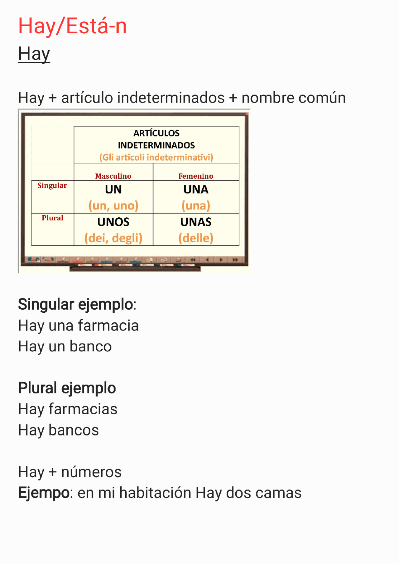 Differenza tra hay e está/n - Docsity