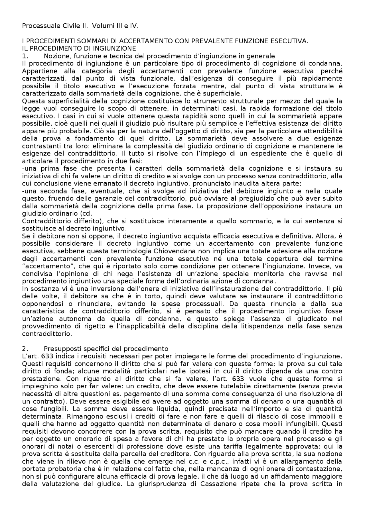 Diritto Processuale Civile Ii Volumi Iii E Iv Docsity