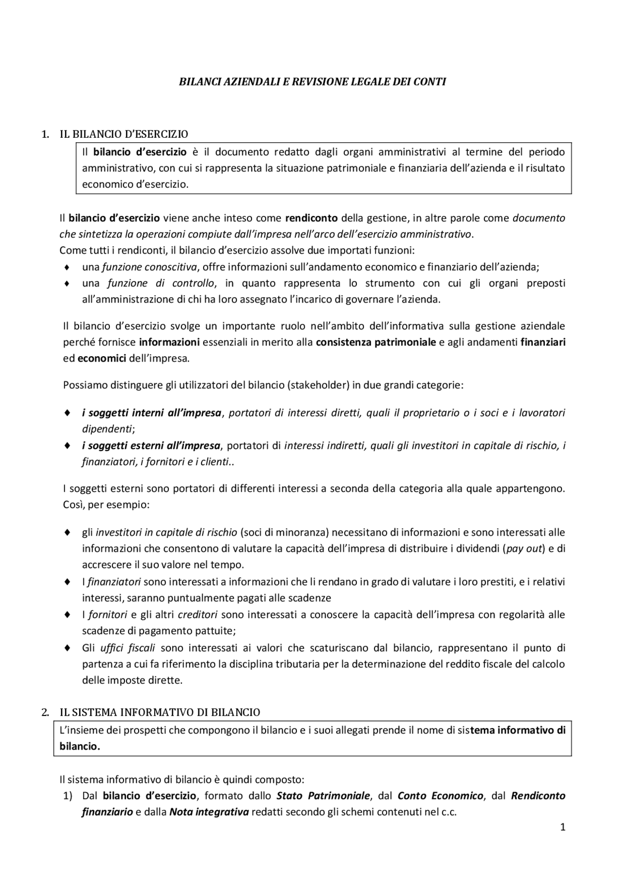 Bilanci Aziendali E Revisione Legale Docsity