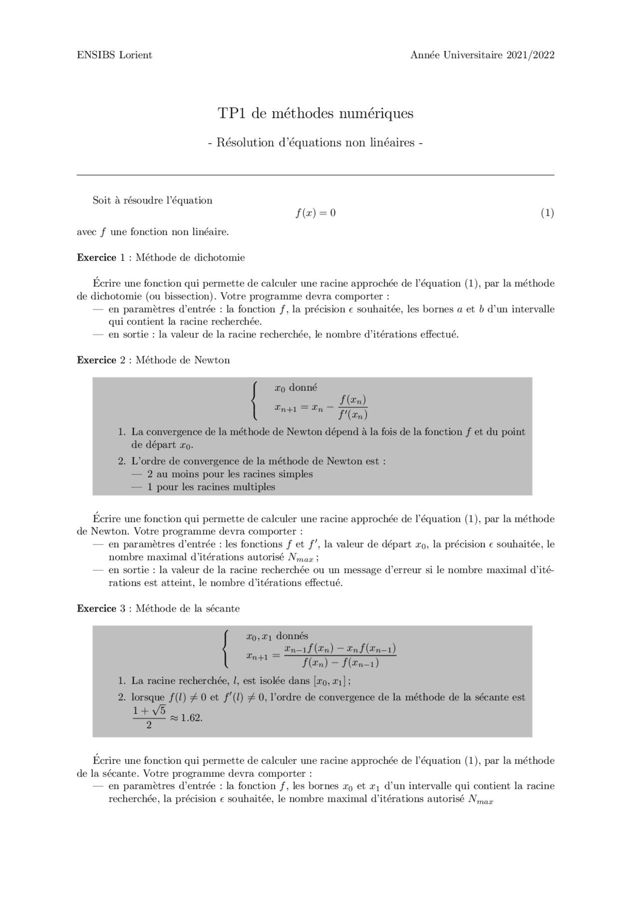 Méthodes Numériques Docsity