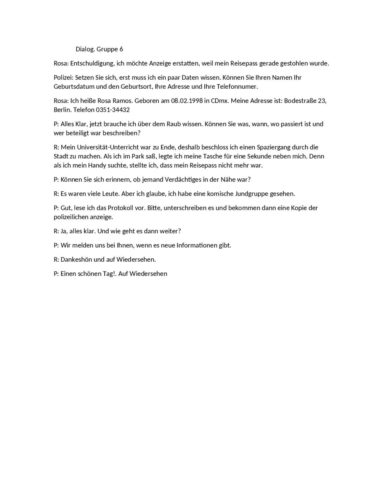 Aktivität: Anzeige erstatten - Docsity