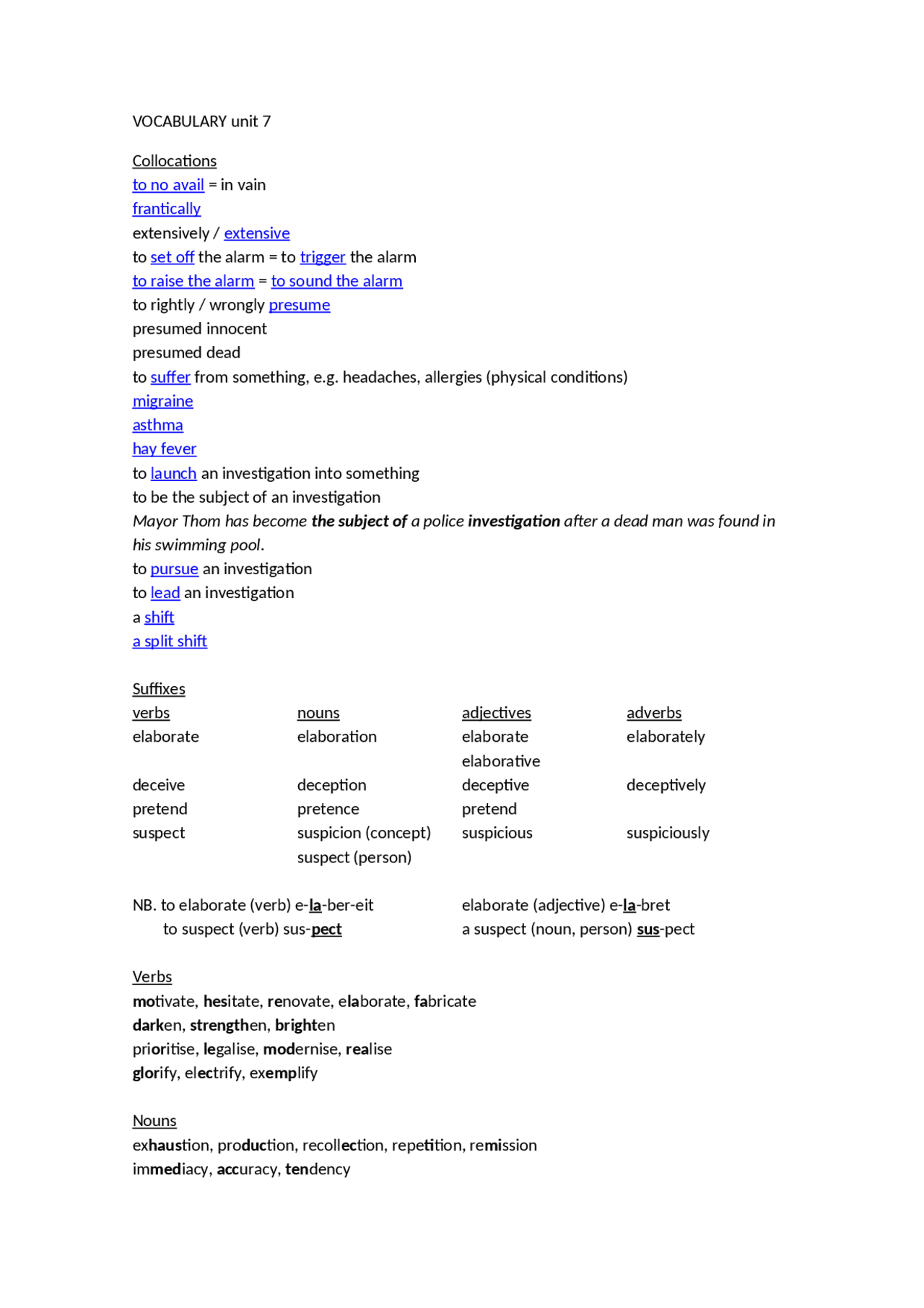 VOCABULARIO 2 C1 ADVANCED - Docsity