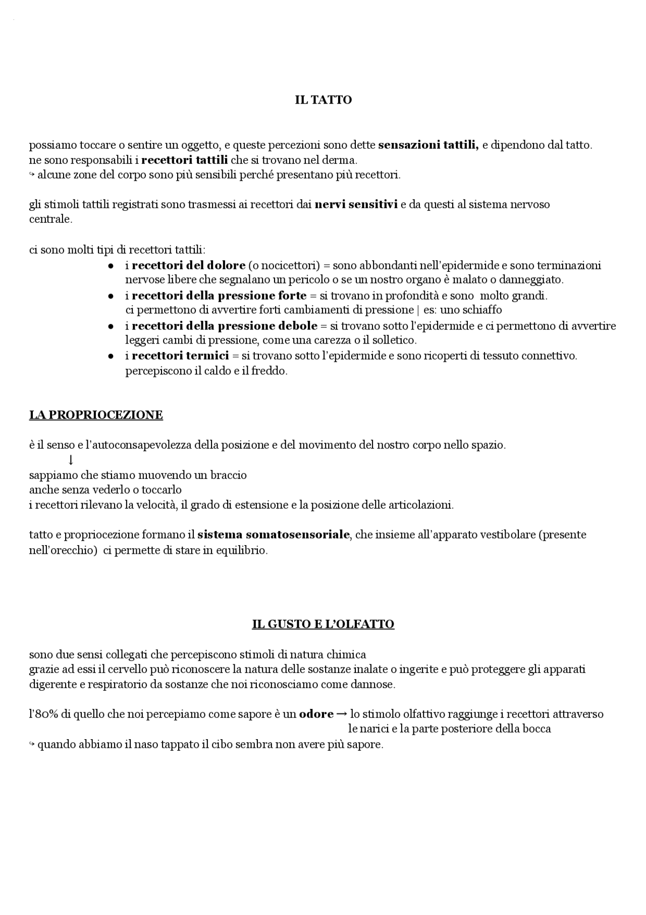 I Cinque Sensi Riassunto Di Un Capitolo Di Scienze Docsity