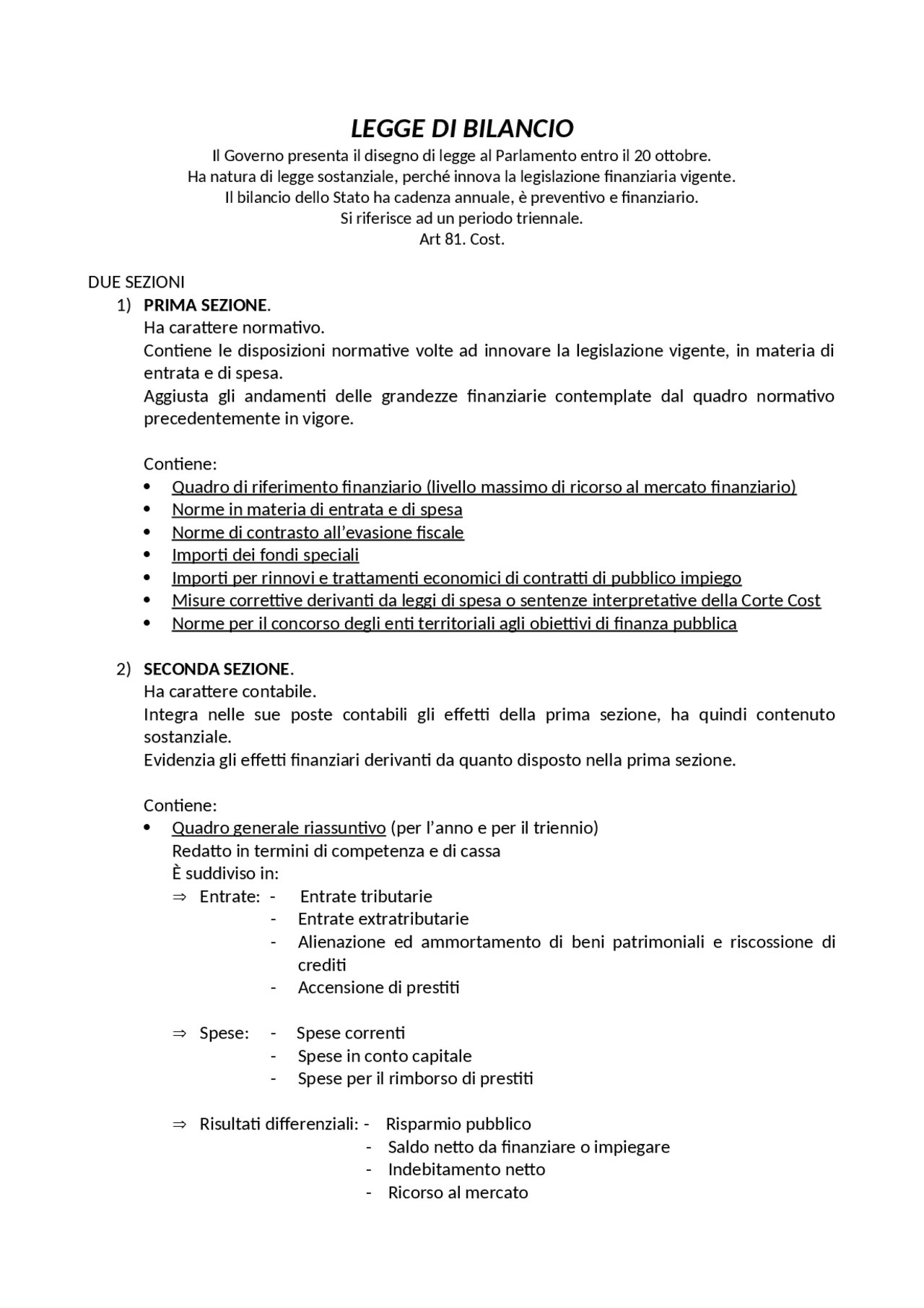 Schema bilancio dello stato | Schemi e mappe concettuali di Finanza ...