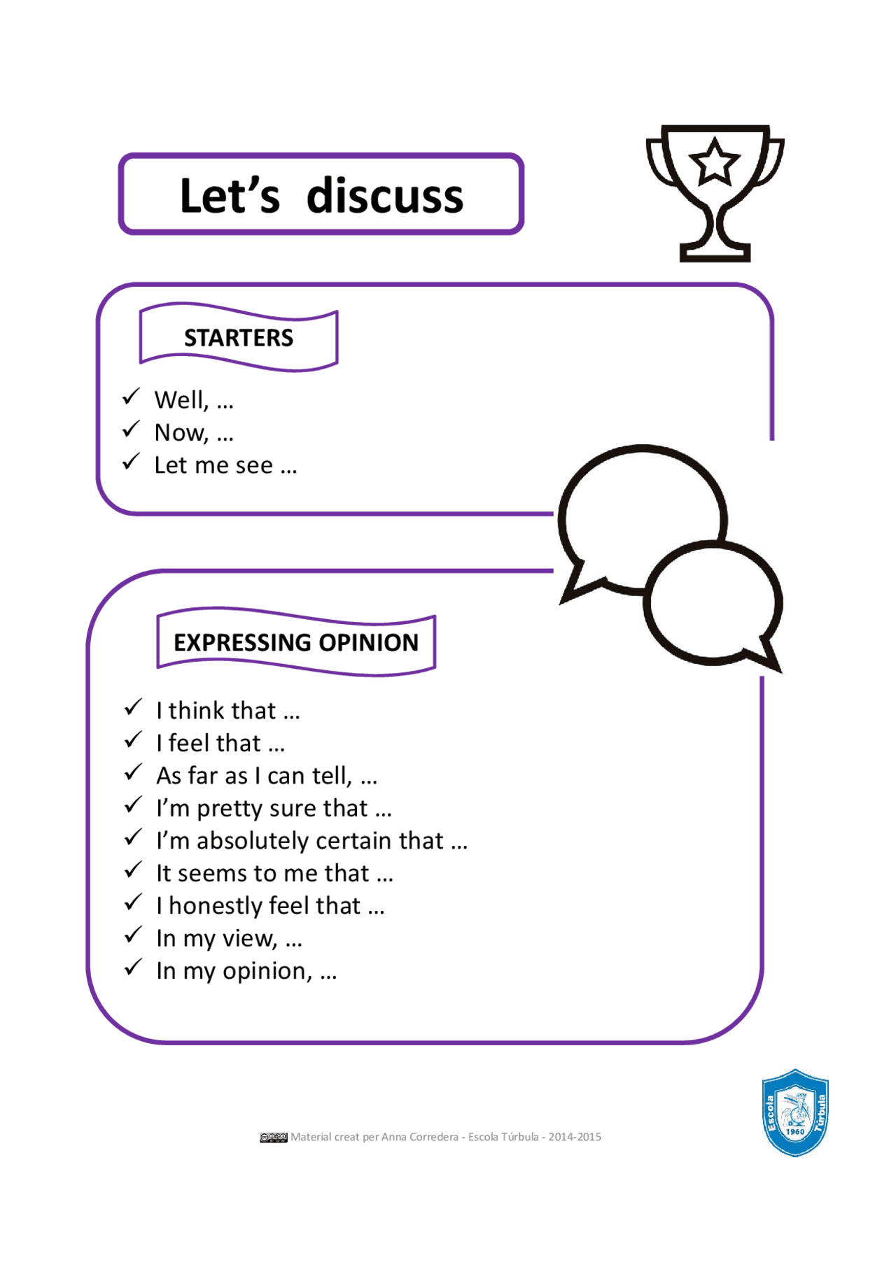 Oral expressions for an oral exam - Docsity