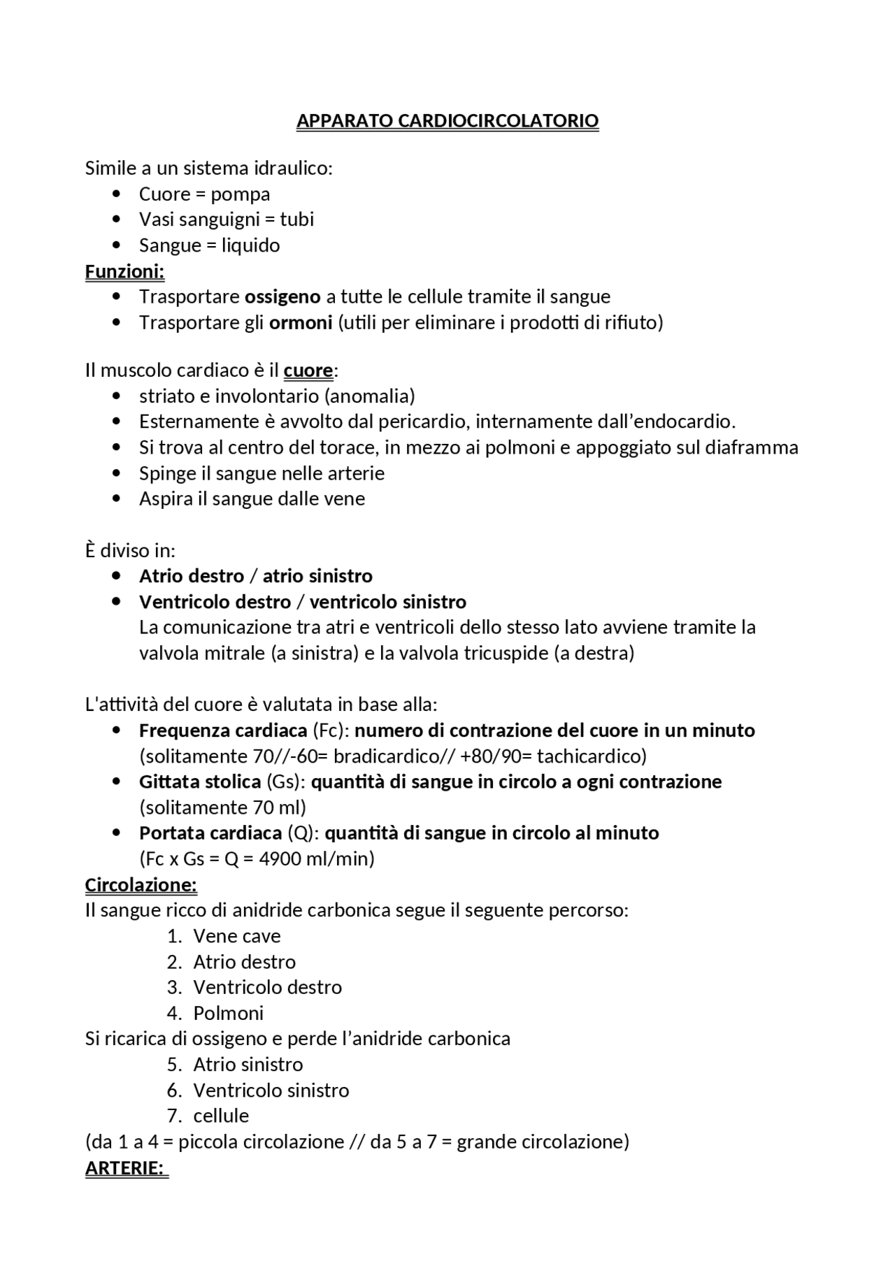 Apparato Cardiocircolatorio Docsity